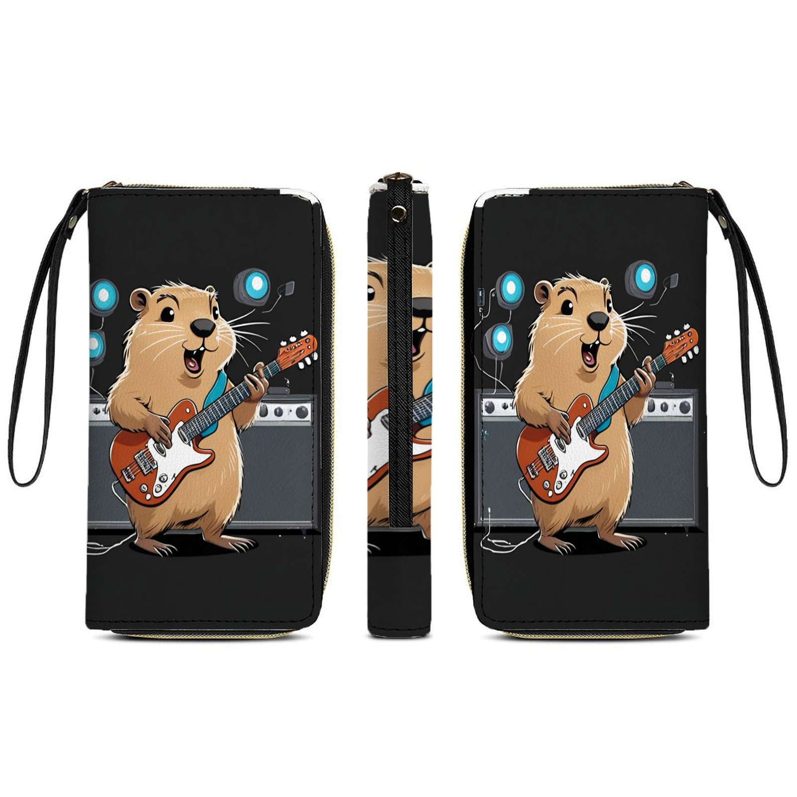 Hamster Guitarist Rocker Long Wallets For Women PU Leather Purse Card ...