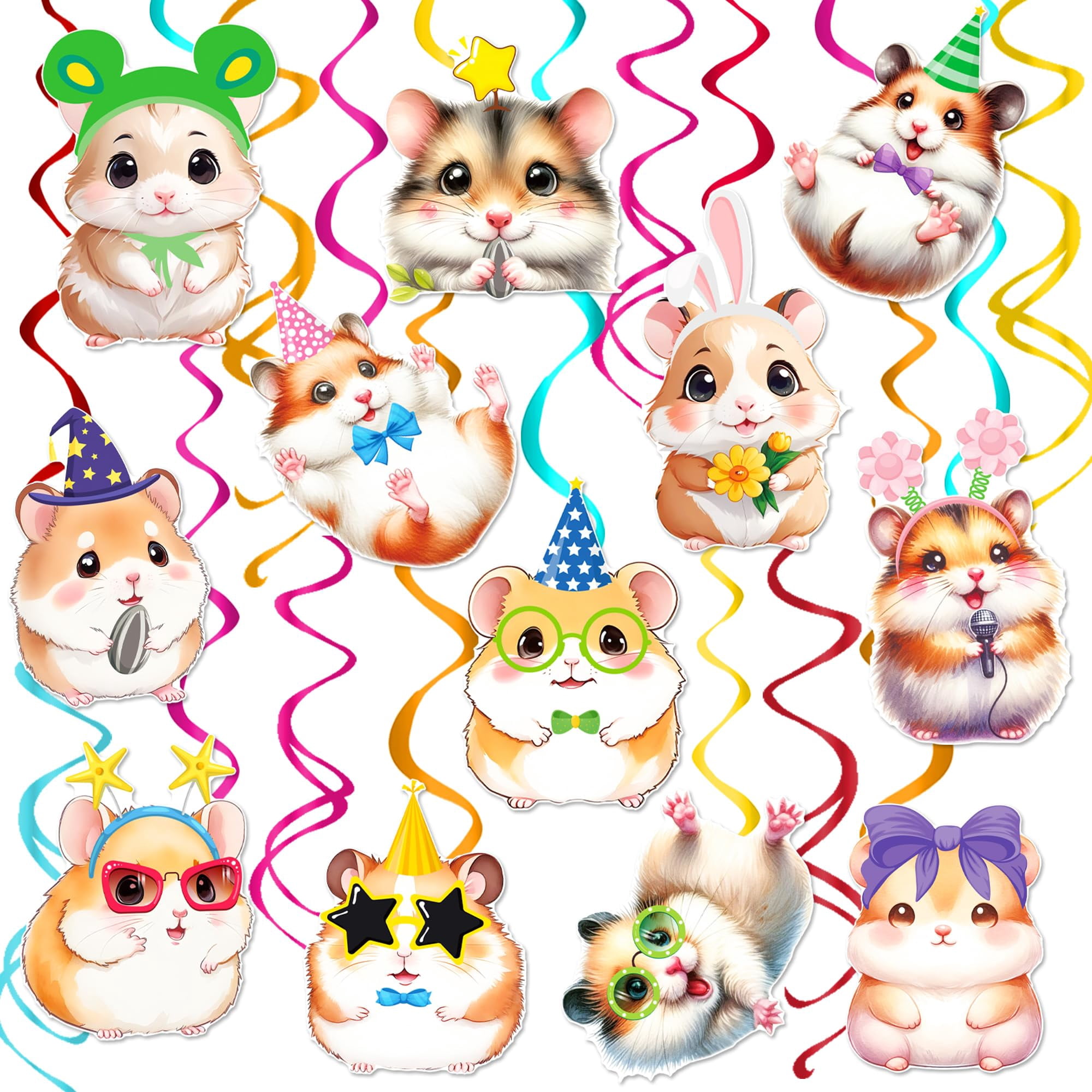 Hamster Hanging Swirls Hamster Party Decorations AFN120Pcs Guinea Pig ...