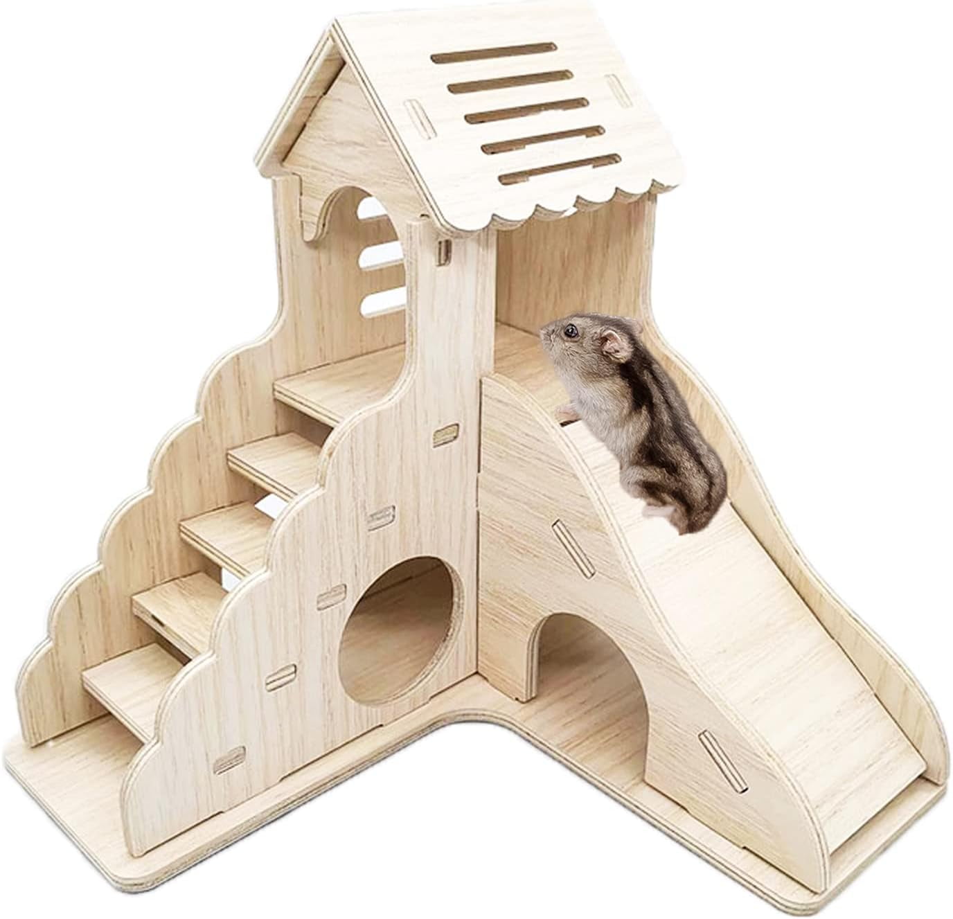 Hamster Hideout Cage Accessories - Hamster House and Habitat Wooden ...