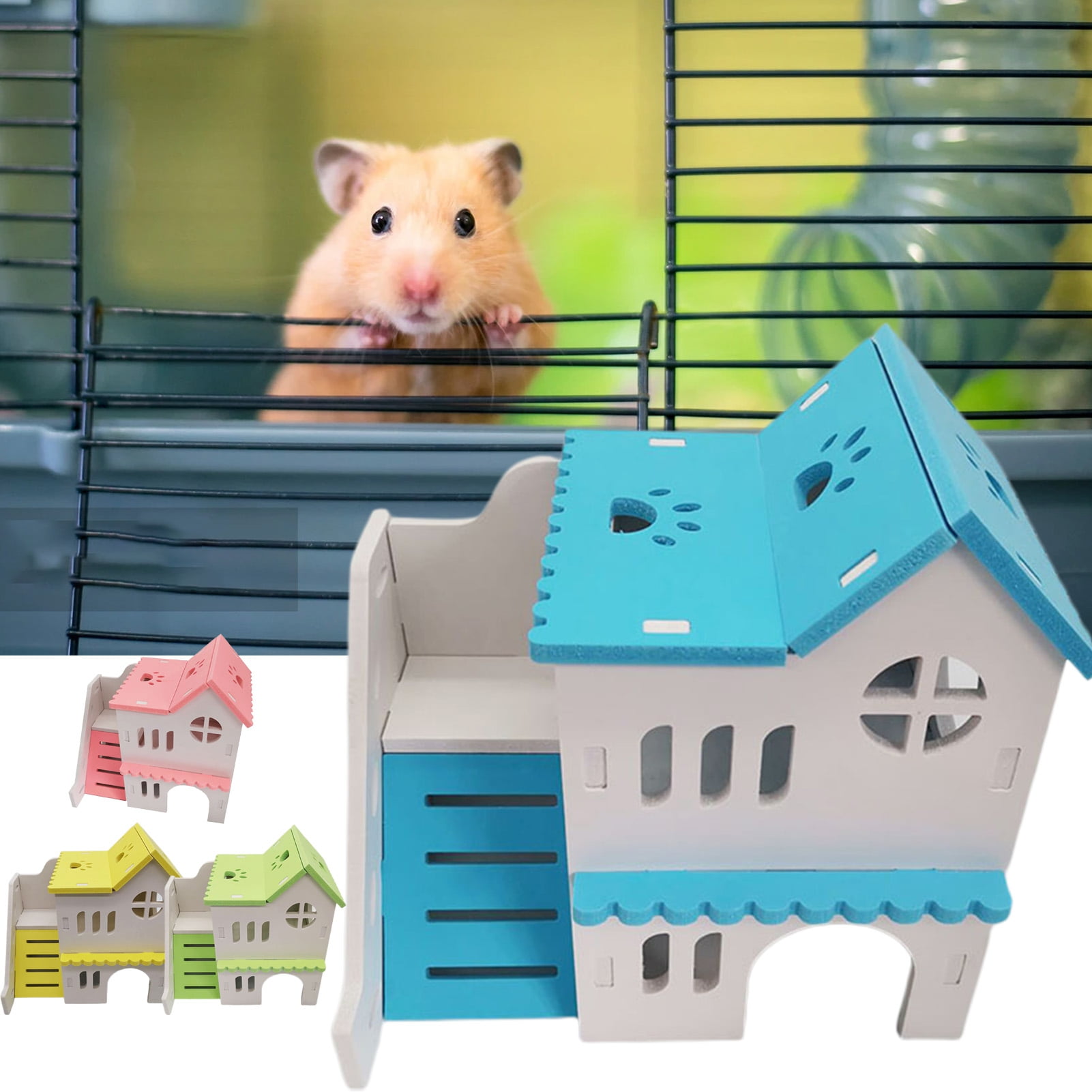 Hamster Hideout House Double Layers Pet Landscaping Breathable Small ...
