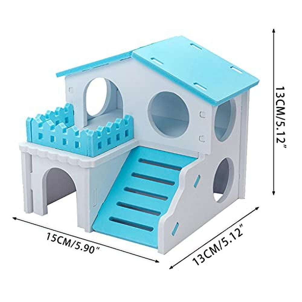 Hamster House 2-Story Villa, Small Pets Climbing Toy Hideout, Wooden ...