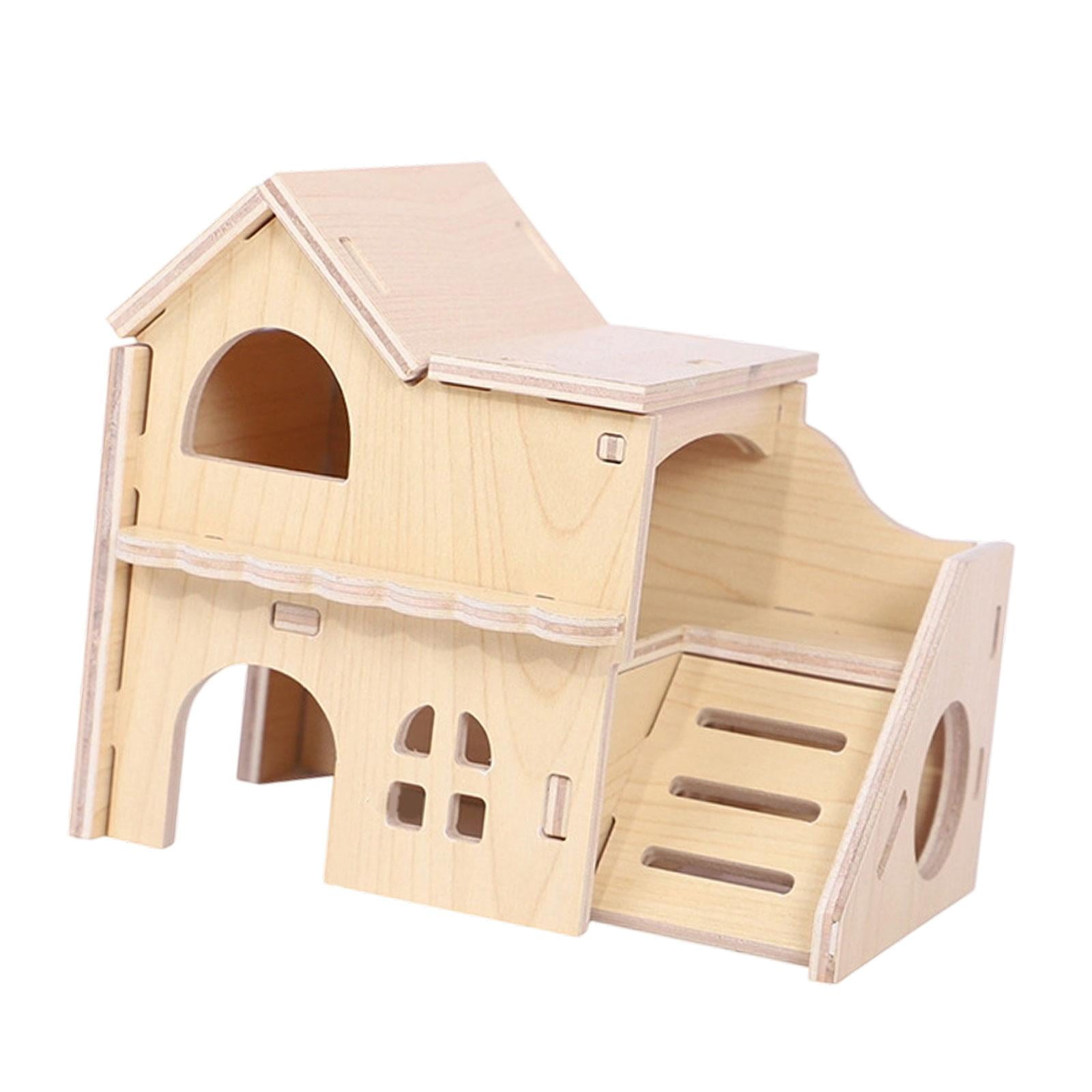 Hamster House Maze Wood Double Decker Solid Wood Construction Simple ...