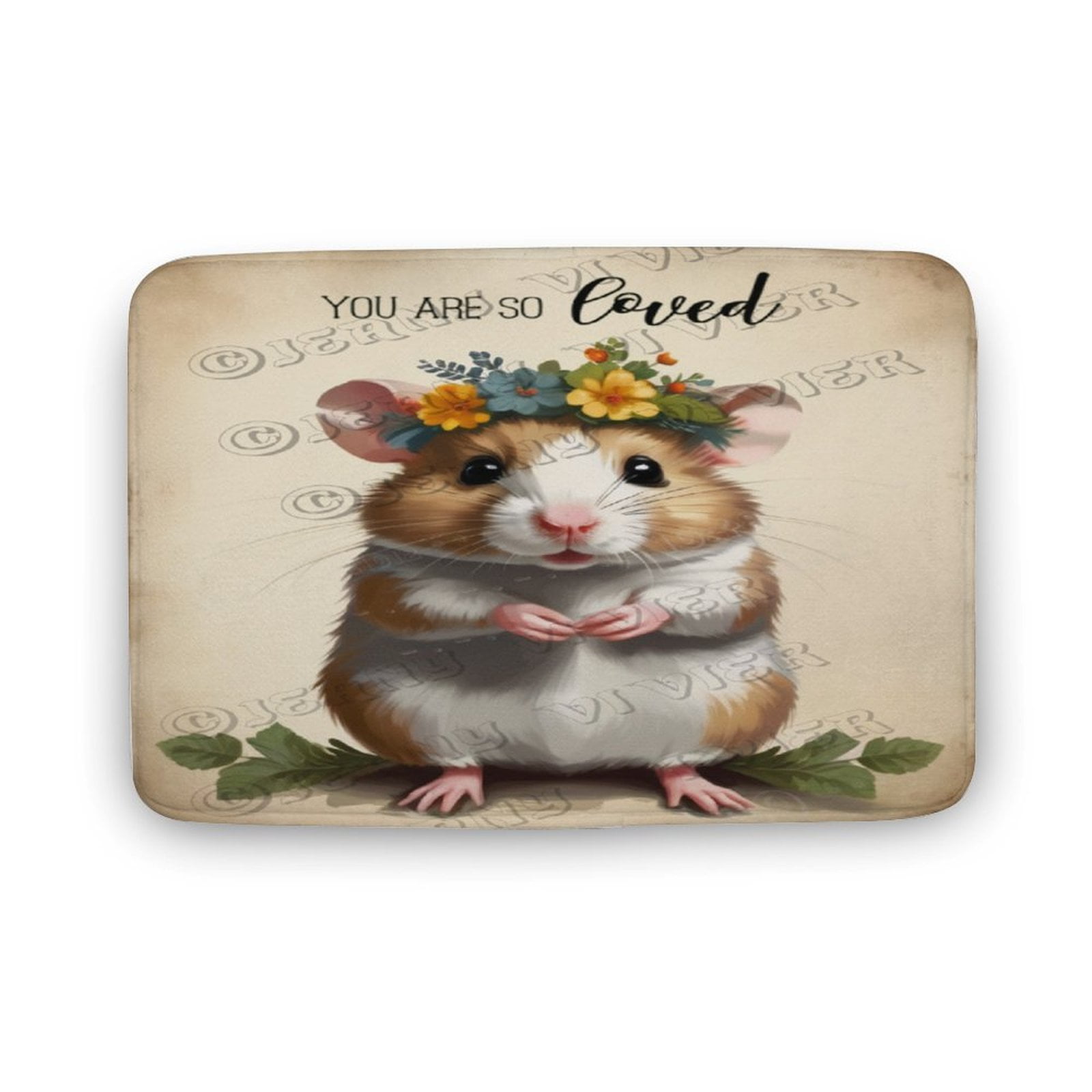 Hamster with Inspiring Positive Quotes Print Bath Rug, Coral Velvet, 16 ...