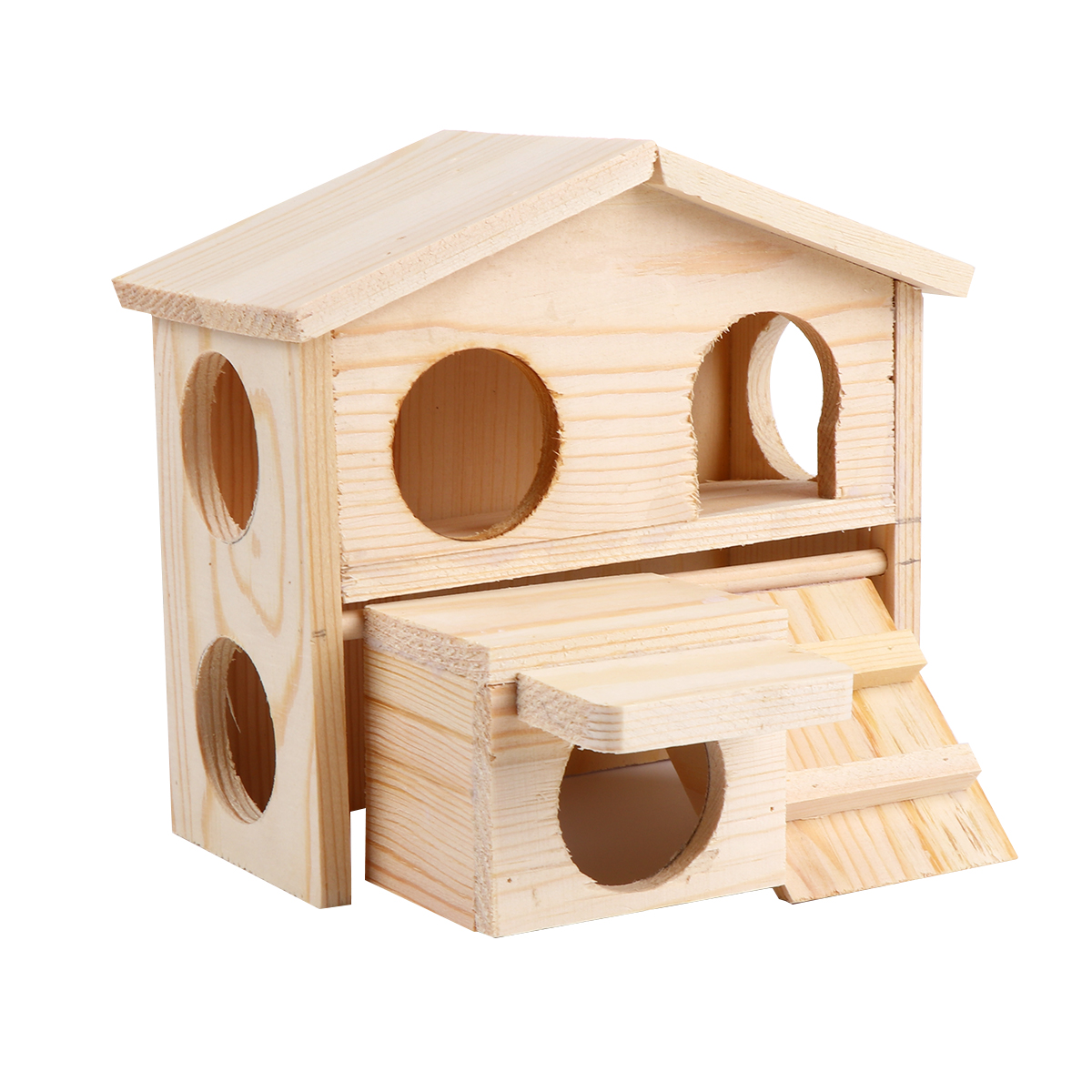 Hamster Molar Wooden House Adorable Slope Ladder Pet Hut Multi-entrance ...