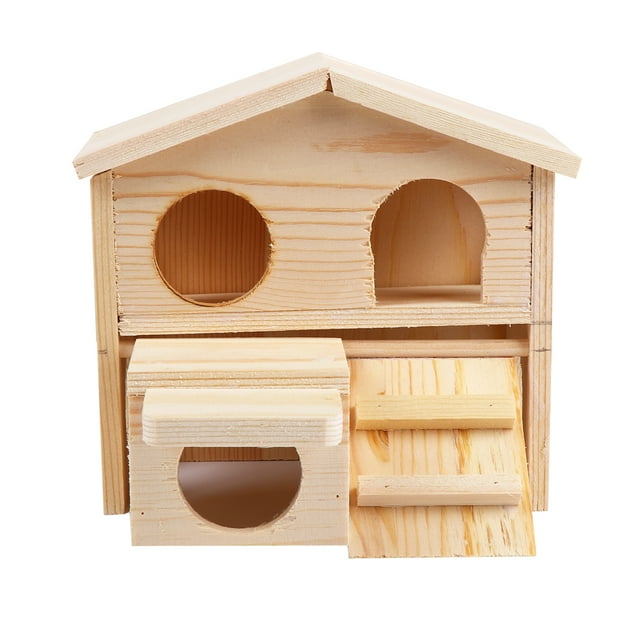 Hamster Molar Wooden House Adorable Slope Ladder Pet Hut Multi-entrance ...