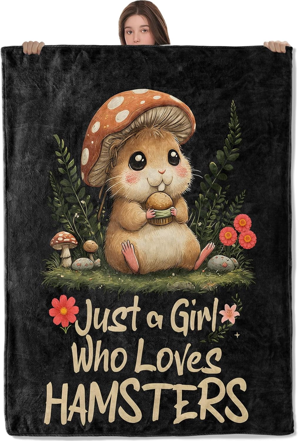 Hamster Mushroom Lightweight Throw Blanket, Whimsical Animal with ...