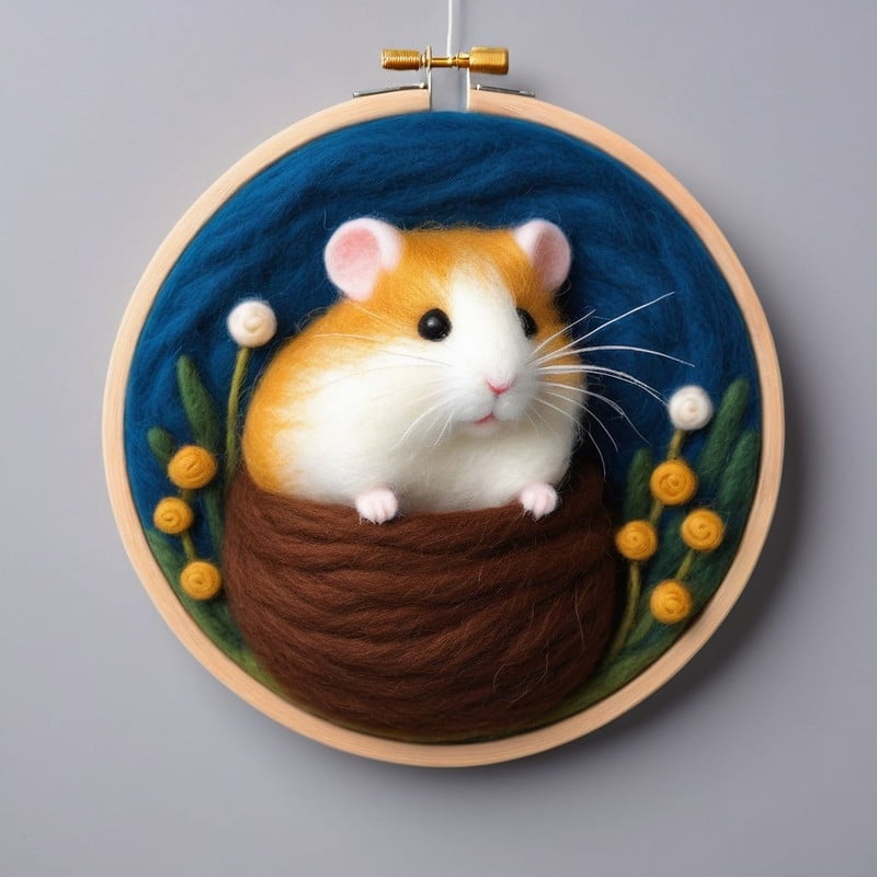 Hamster Needle Felting Set, Beginner Felt Painting Set, With Wool Felt ...
