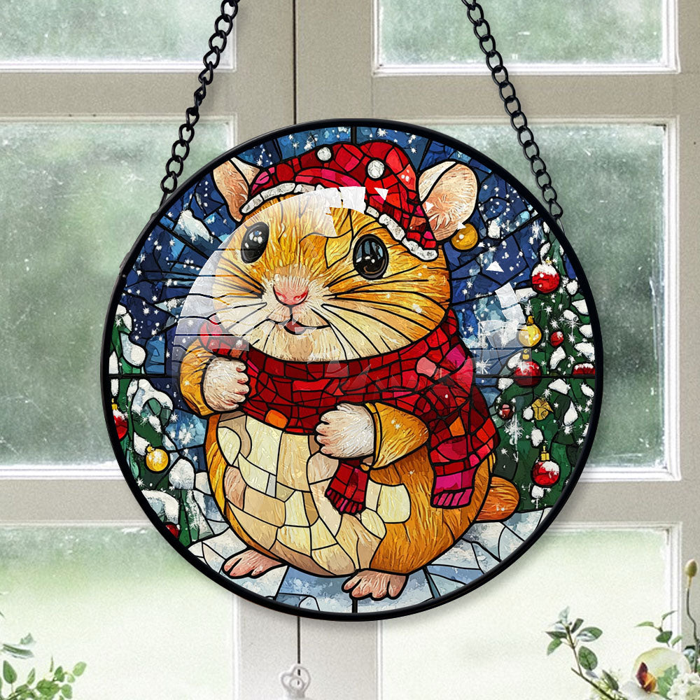 Hamster Ornament Christmas 2025, Hamster Stained Glass Window ...