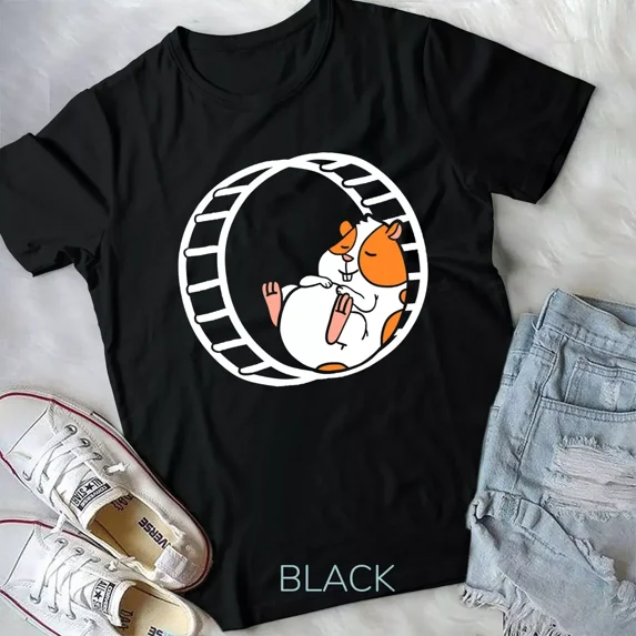 Hamster Running on Wheel, Funny and Cute Pet Rodent Graphic Art Design ...