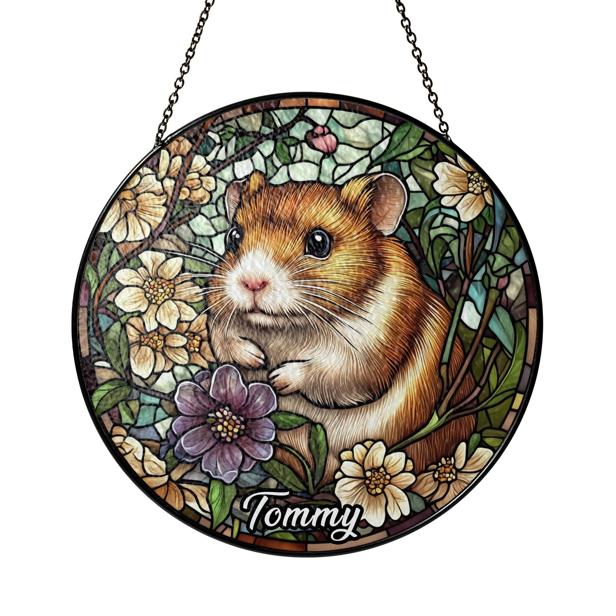 Hamster Stained Glass Suncatcher - Fun & Adorable Pet Window Hanging ...