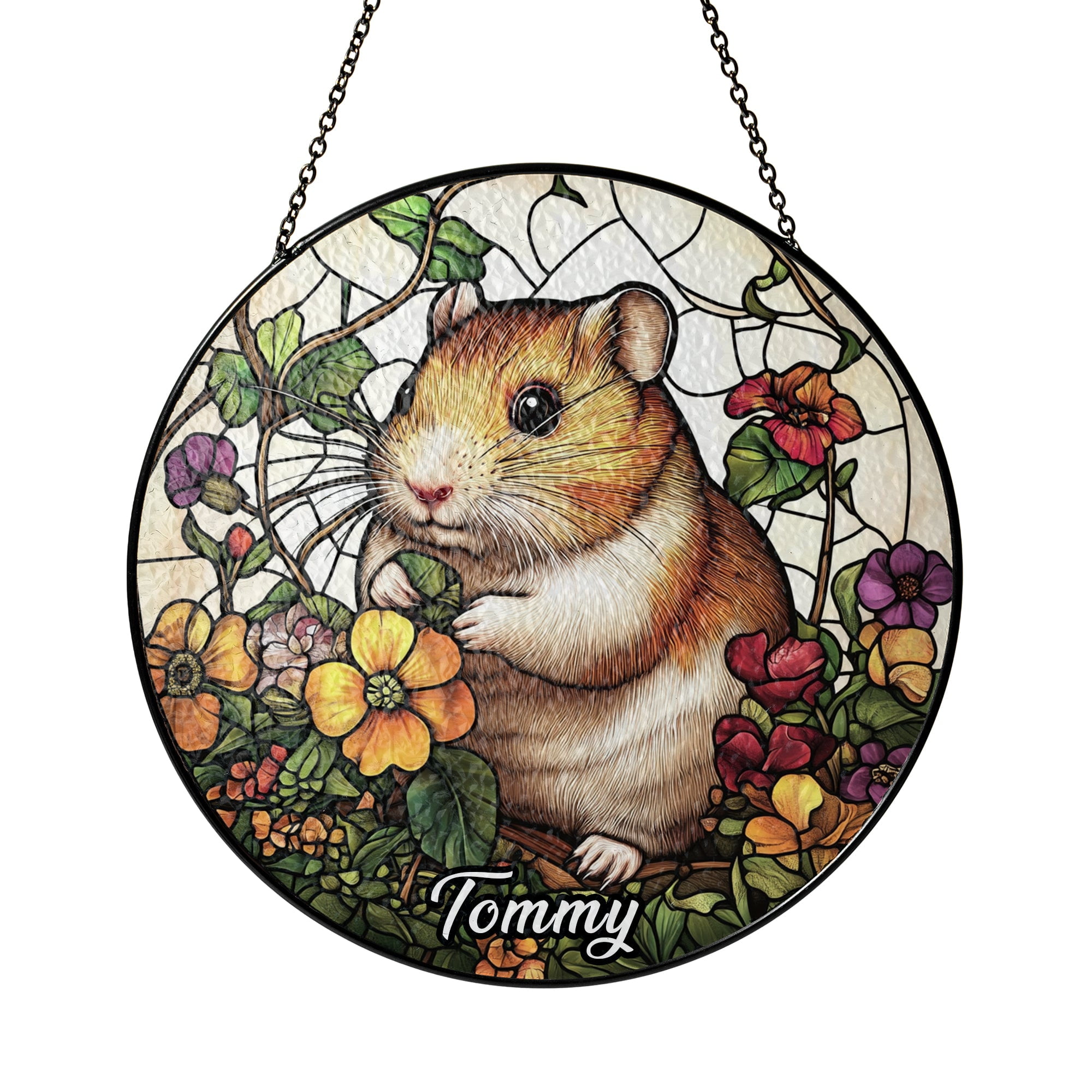 Hamster Stained Glass Suncatcher - Fun & Adorable Pet Window Hanging ...