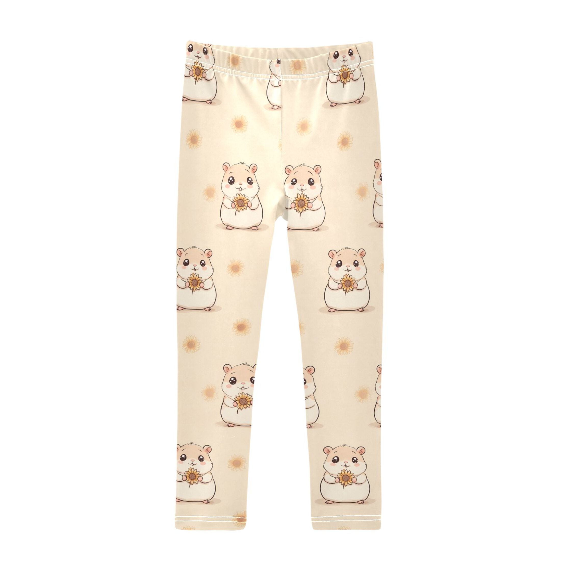 Hamster Sunflower Printed Leggings Yoga Pants for in 4t to 10t ...