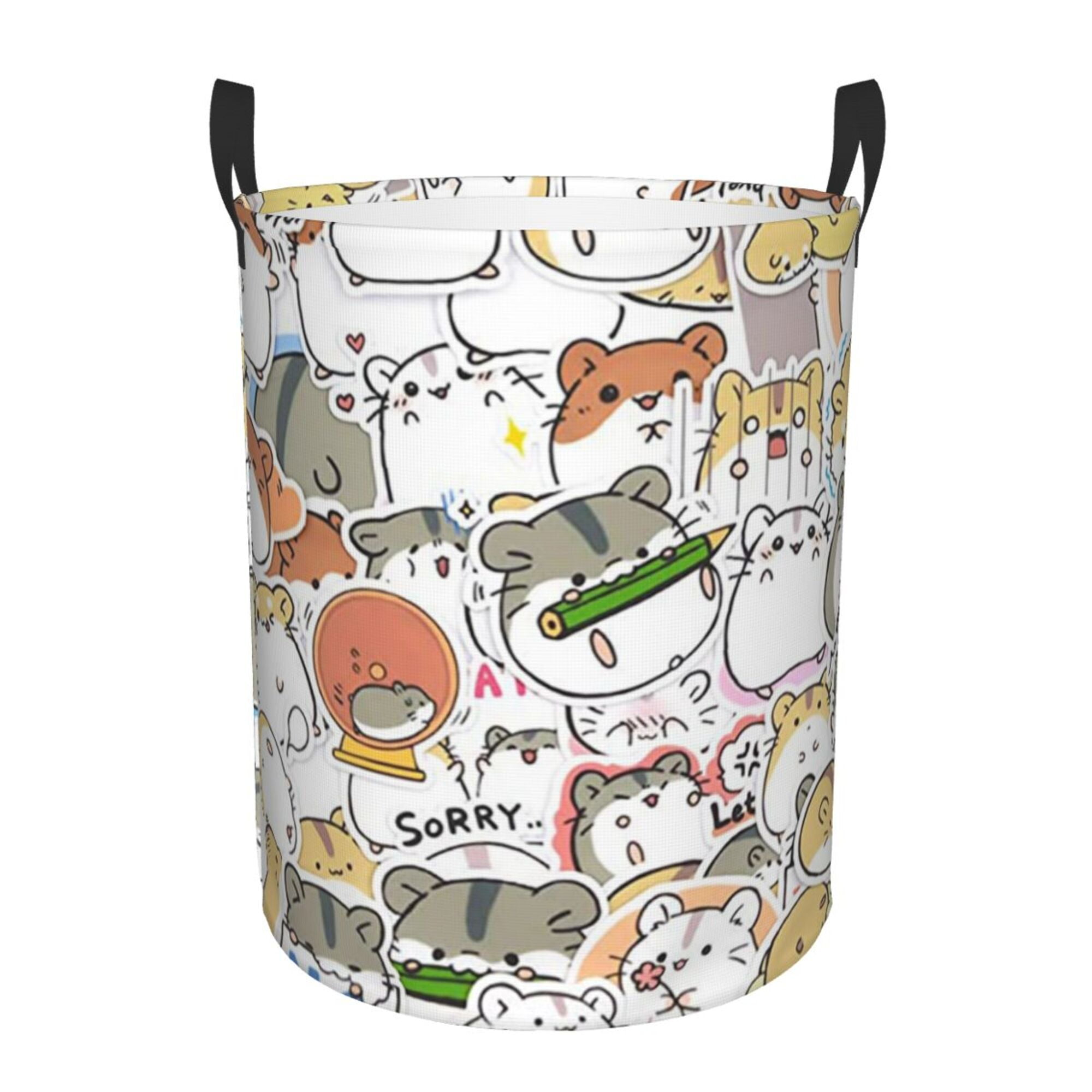 Hamster Vinyl Circular Laundry Basket (With Handle) Waterproof Oxford ...