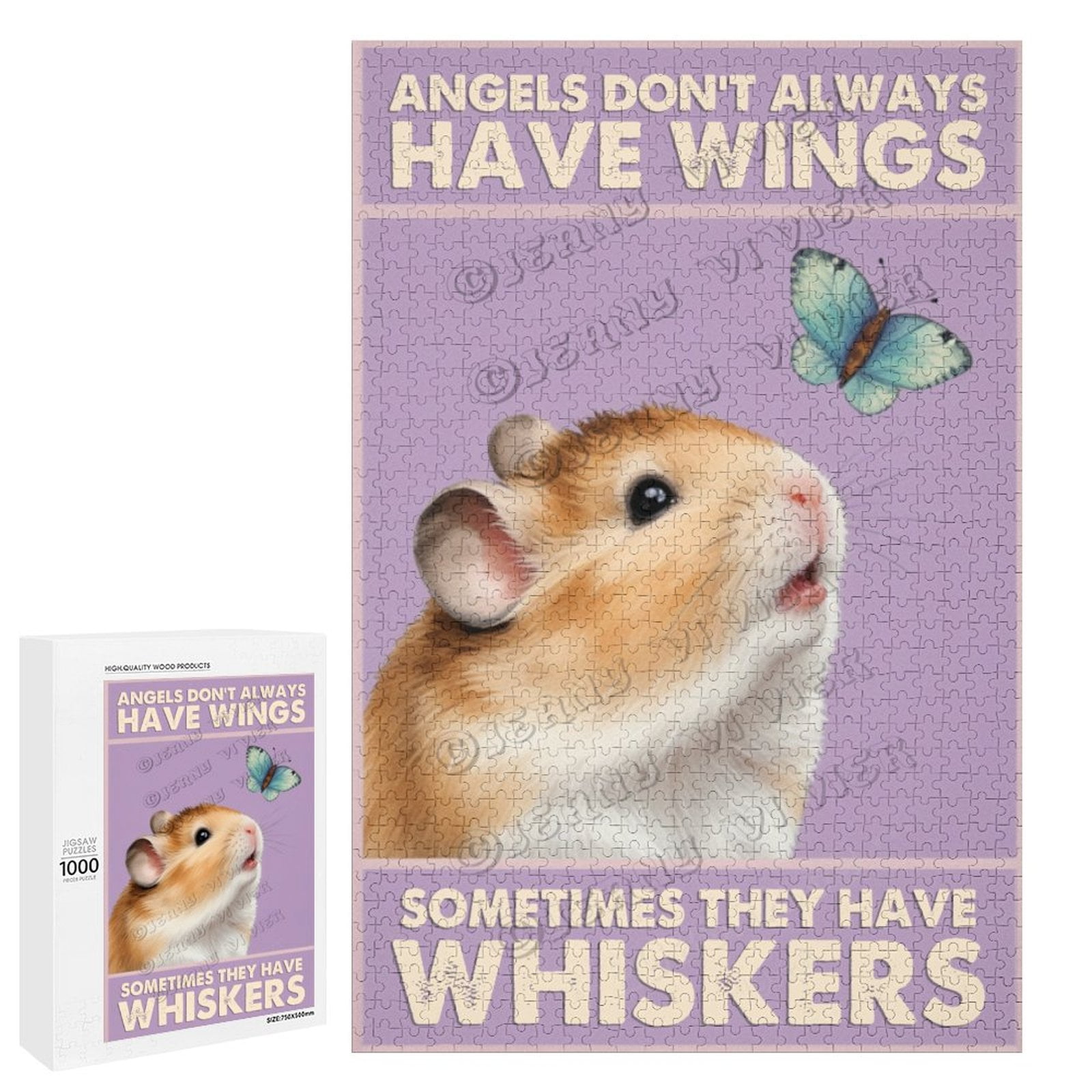 Hamster With Butterfly Puzzle - Butterfly -1000 Pieces Jigsaw Puzzle ...