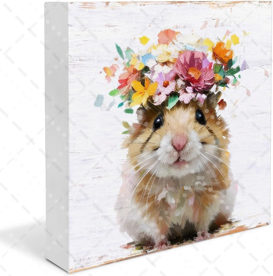 Hamster With Floral Wreath Decorative Wooden Box Sign Hamster Gifts ...