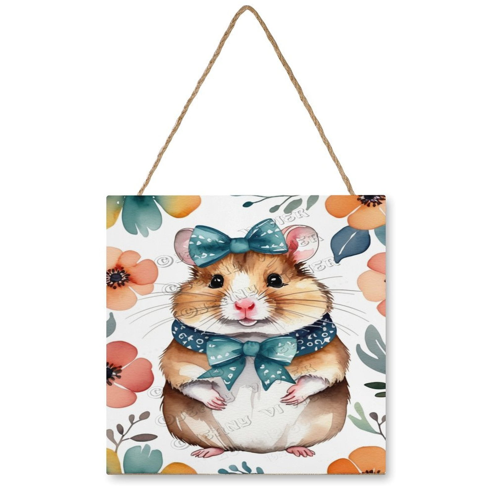 Hamster With Flower Crown Wall Art Hamster Decor Wooden Sign Hamster ...
