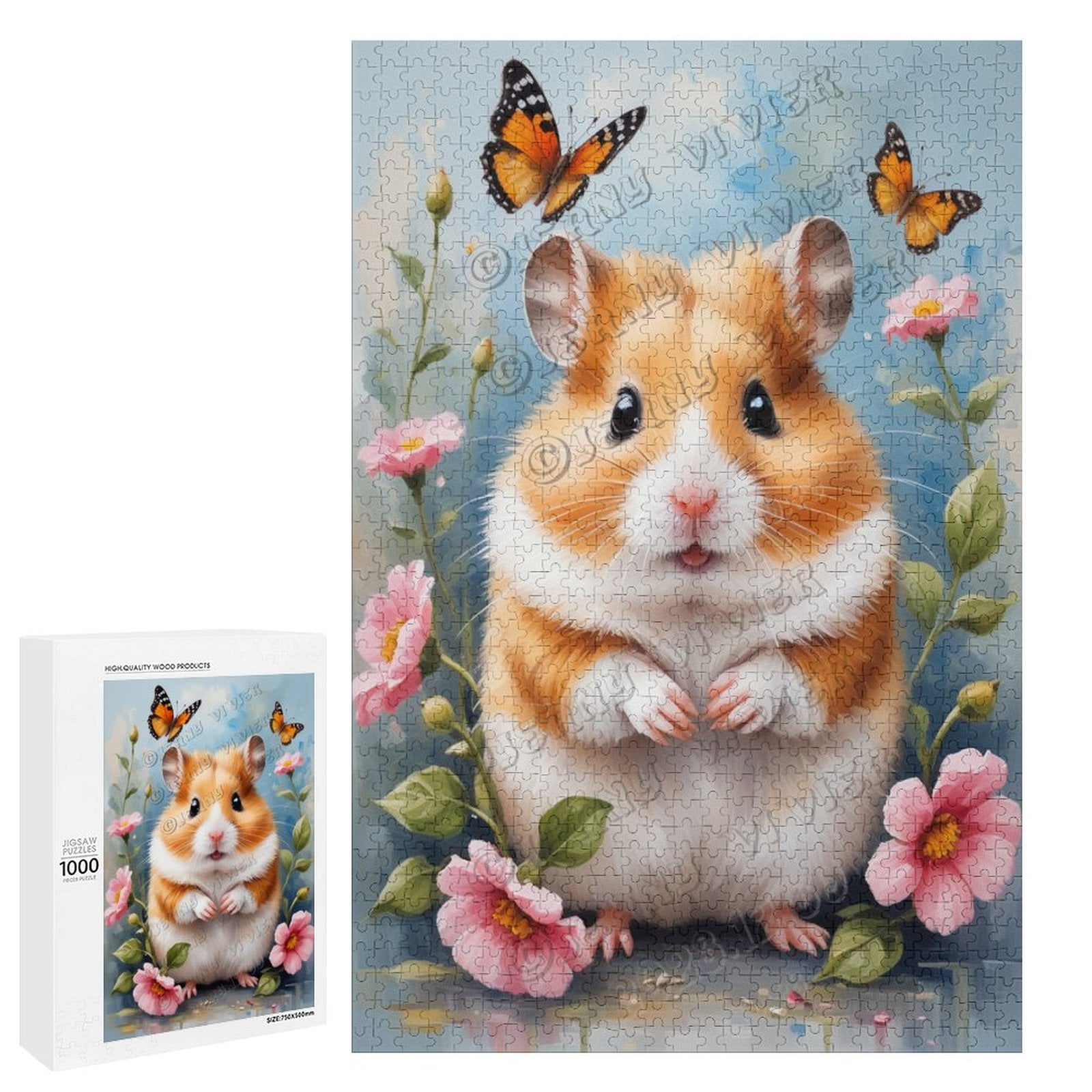 Hamster With Flower Oil Painting 1000-Piece Hamster Puzzle for Adults ...
