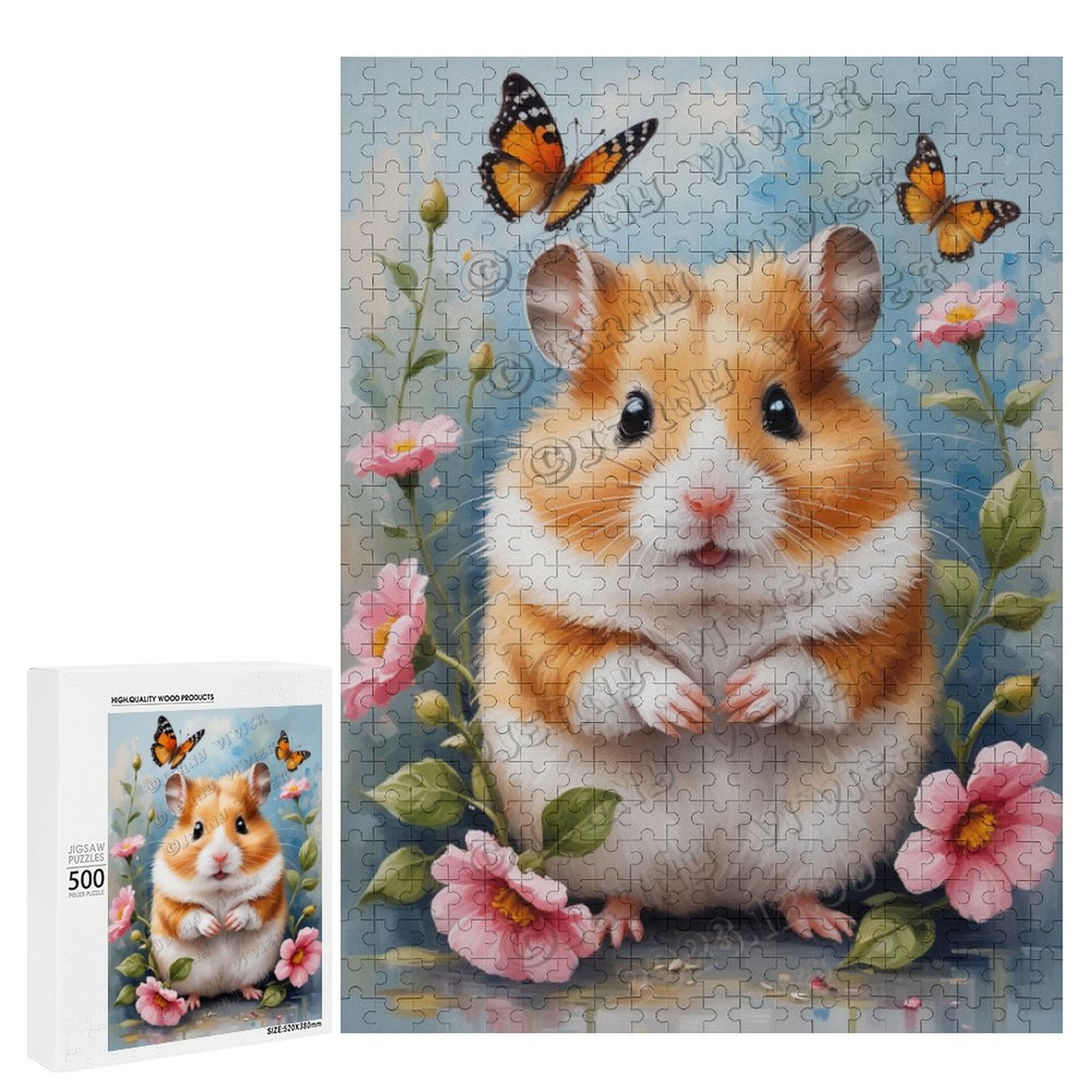 Hamster With Flower Oil Painting 500-Piece Hamster Puzzle for Adults ...