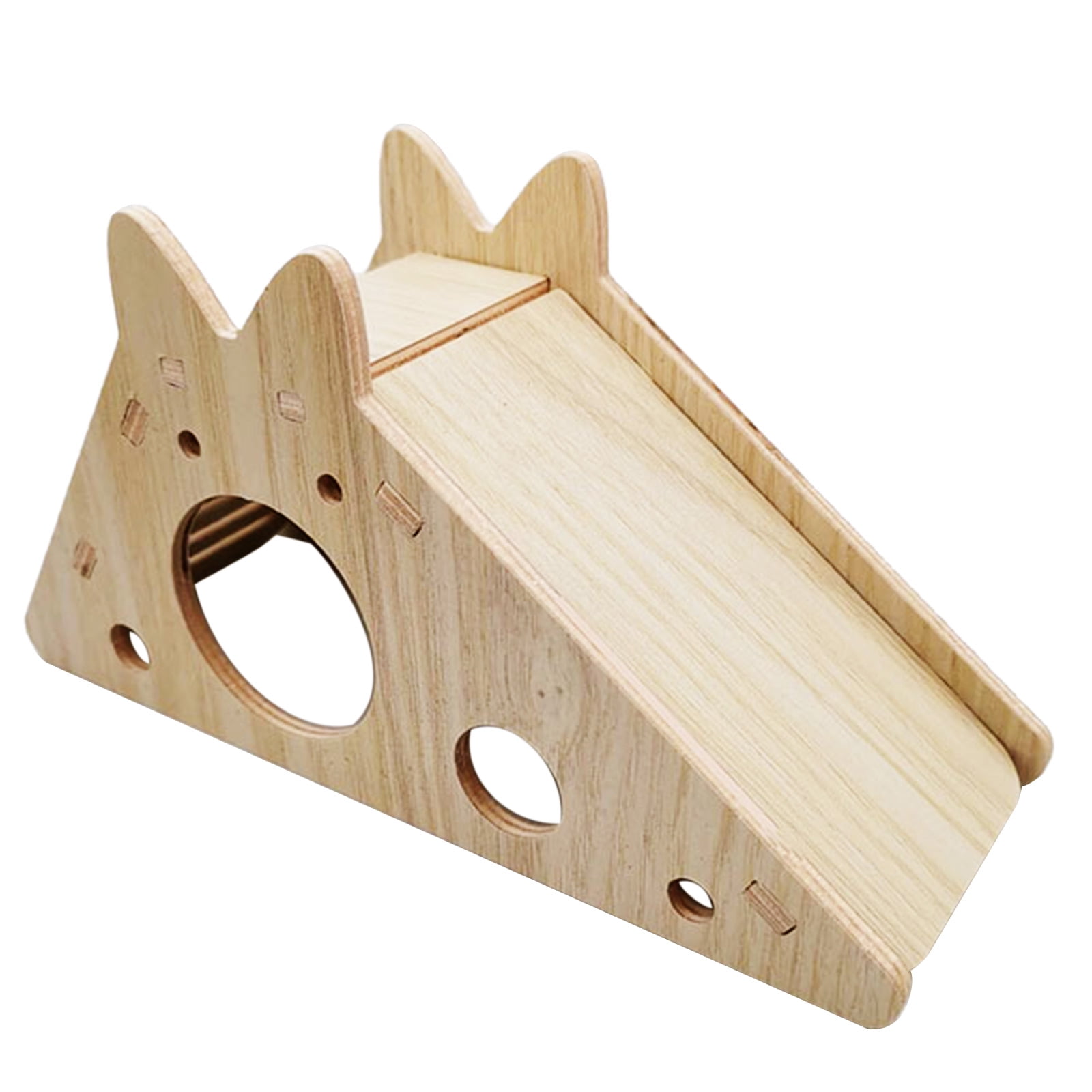 Hamster Wooden House Hideout Small Animal Habitat Natural Wood Climbing ...