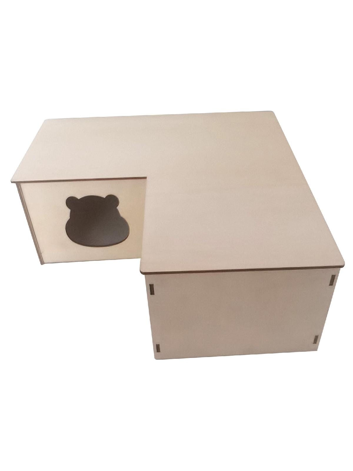 Hamster Wooden House Multi Chambers Detachable Roof Small Pet Hideout ...