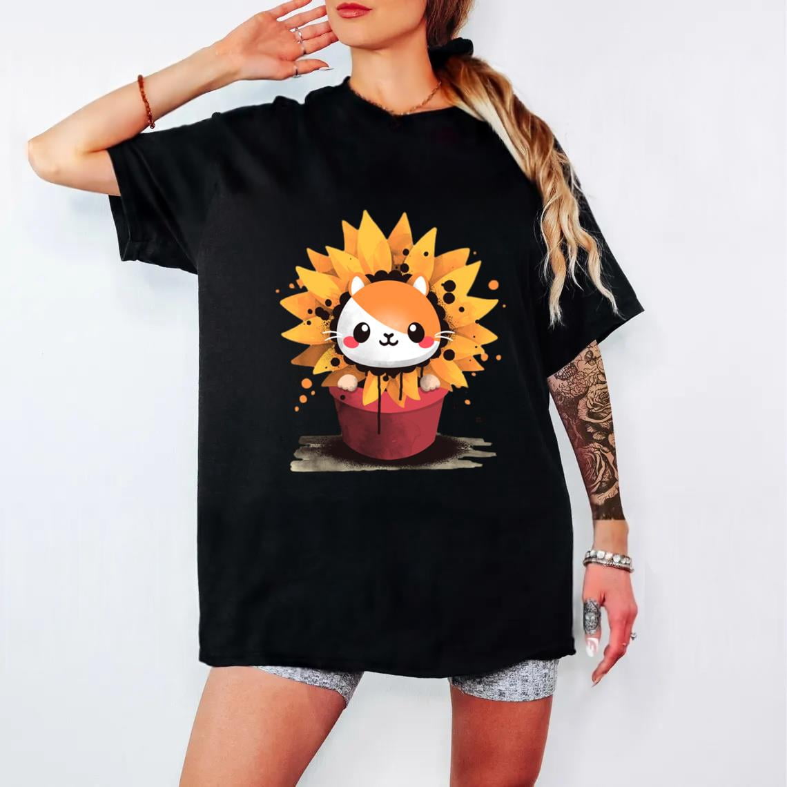 Hamster in Bloom T-Shirt Adorable Rodent Surrounded by Flowers, for men ...