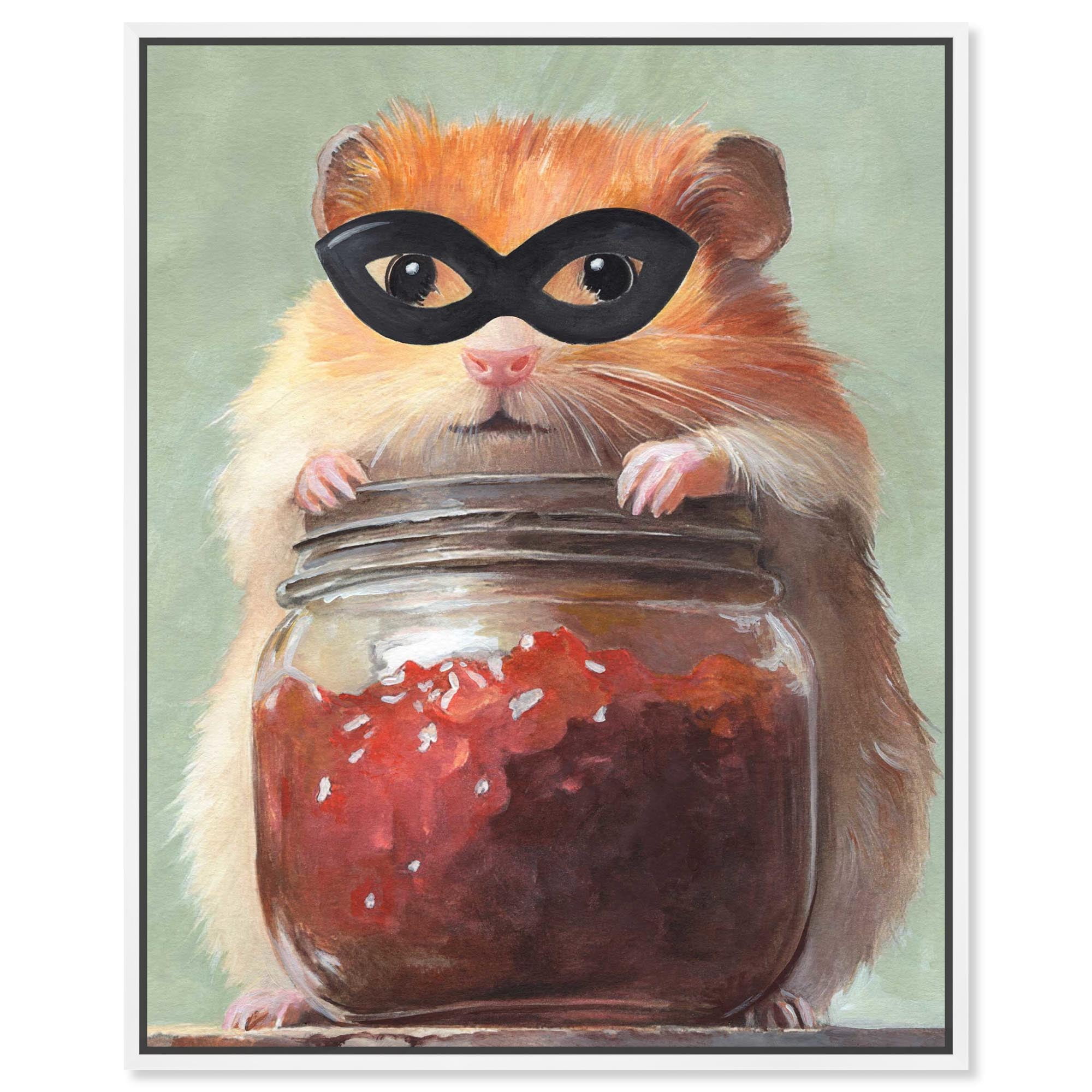 Hamster with Mask Canvas Cute Animal Art by Art Remedy, White Frame, 36 ...