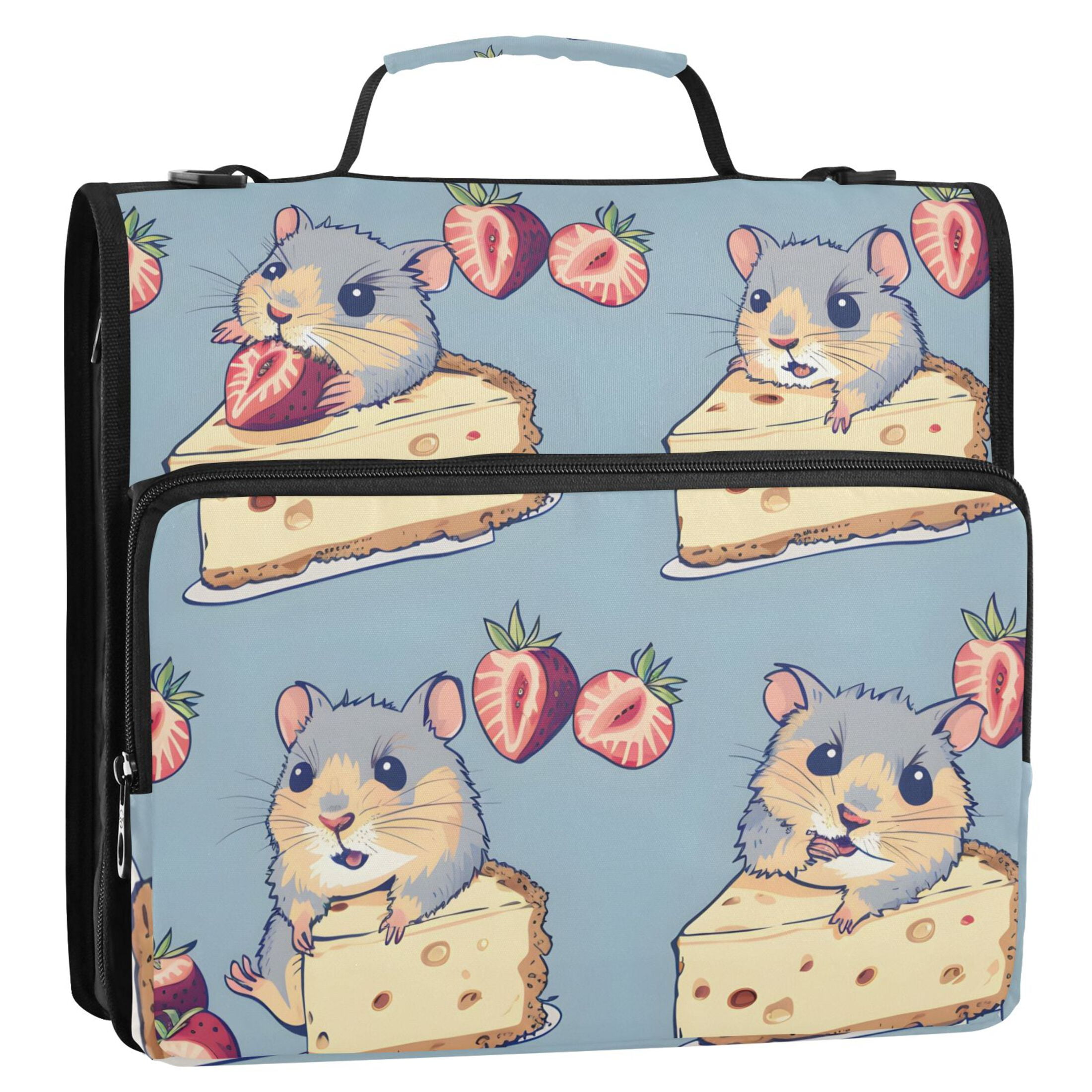 Hamsters Eating Cheesecakes and Strawberries Binder Bag with Shoulder ...