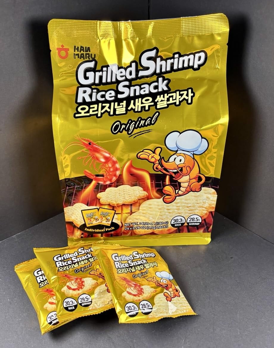 Han Maru Grilled Shrimp DMF15 Rice Snack, Original Flavor, Korean ...