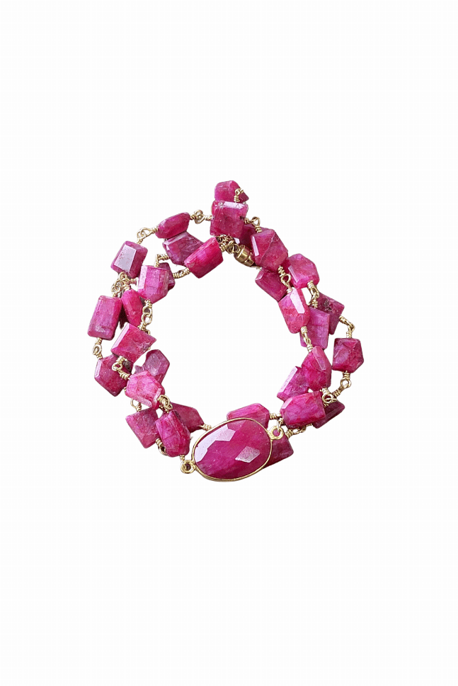 Hana Wrap Bracelet/Necklace in Ruby - Chunky Stone - Walmart.com