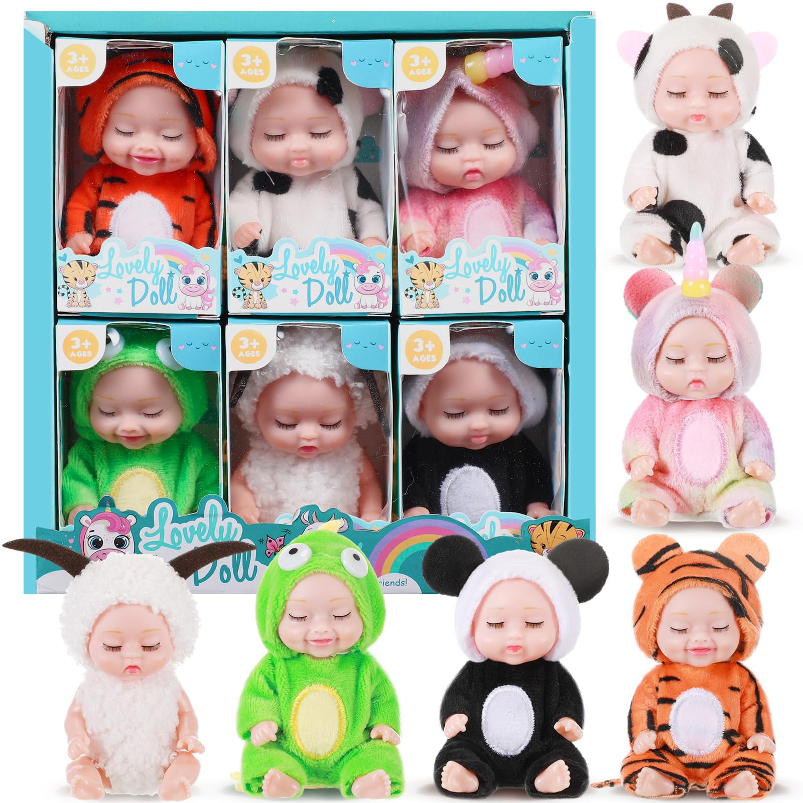 Hanaive 6 Pcs Mini Baby Dolls 4 Inch Easter Basket Dolls Tiny Reborn ...