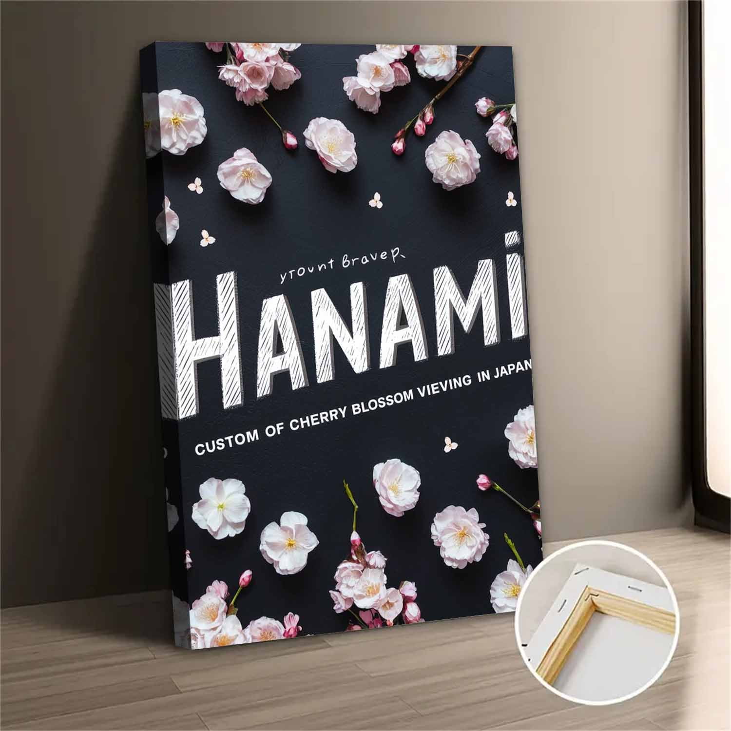 Hanami Cherry Blossom Wall Art Canvas Painting For Living Room Bedroom ...