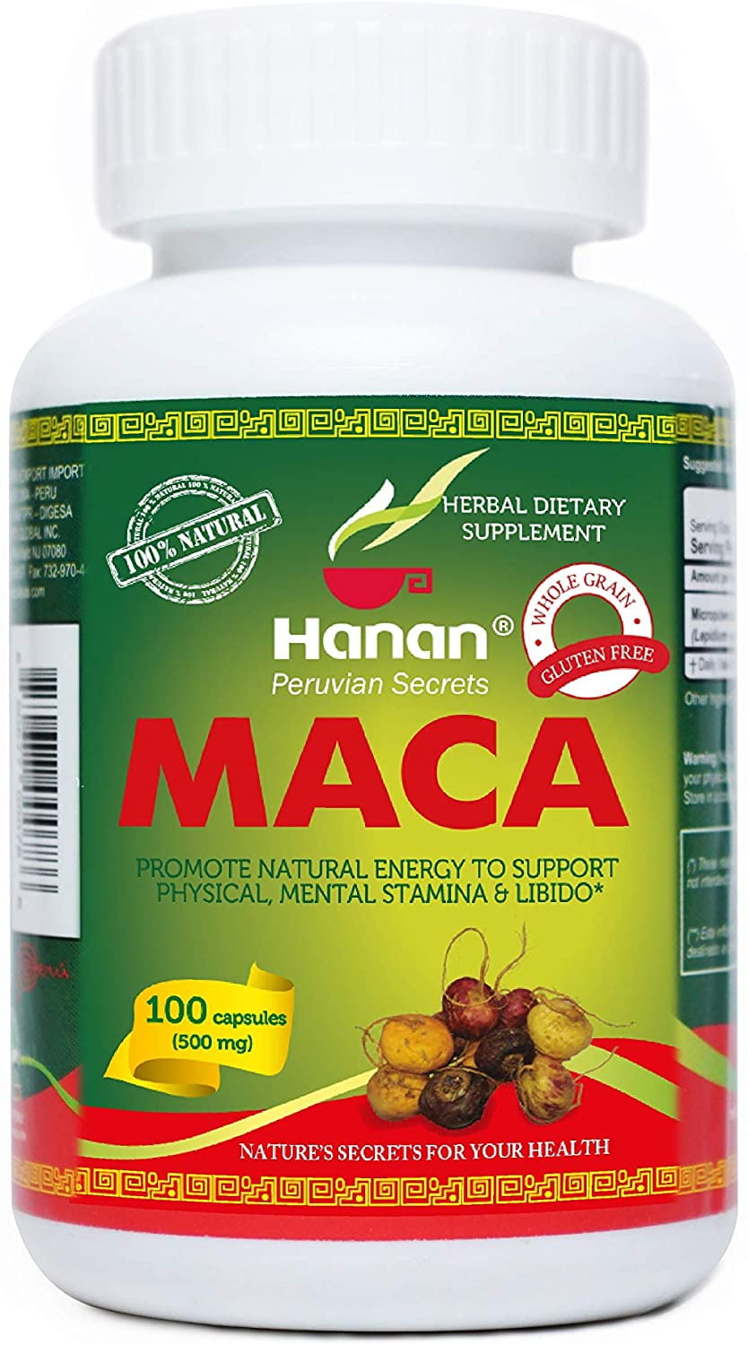 Hanan Peruvian Maca Root | 100 Capsules | Naturally Promotes Physical ...