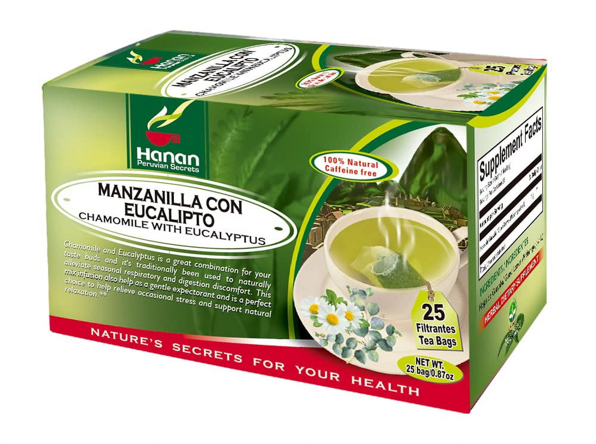 Hanan Peruvian Secrets Chamomile and Eucalyptus Herbal Tea | 100% ...