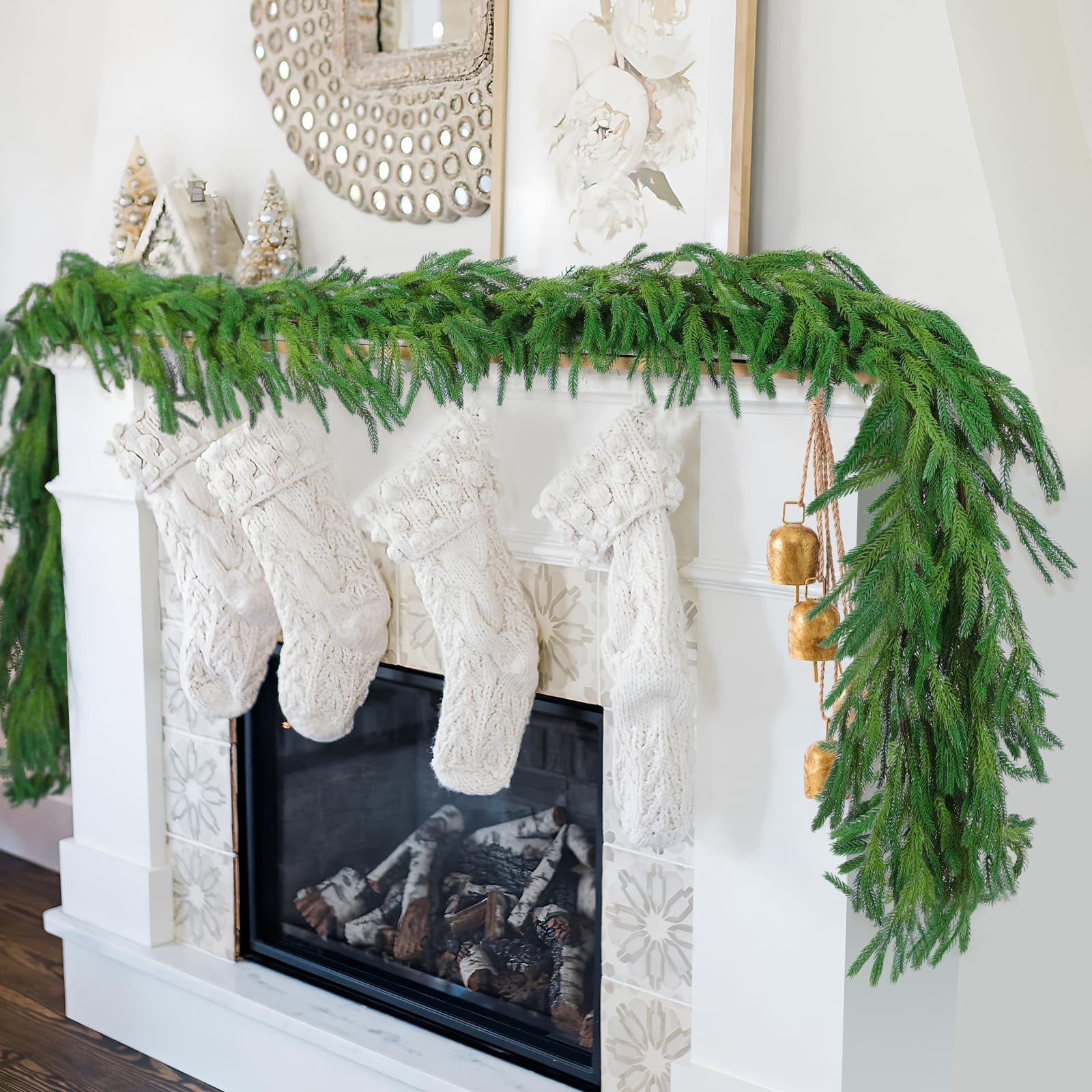 Hananona 9 Ft 2 Pcs Artificial Norfolk Pine Garlands, Realistic Pine ...