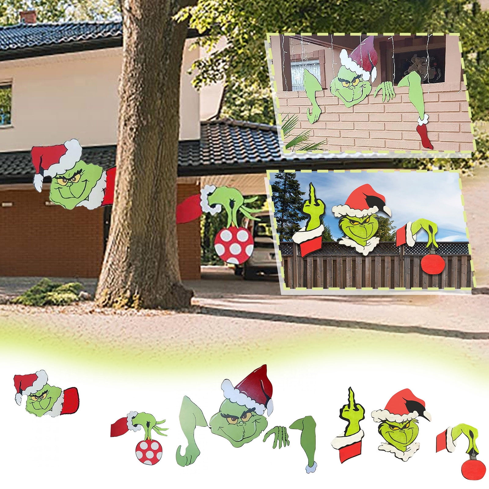 Lunuaoe Grinch Christmas Decorations 2025 Christmas Decorations Fence ...