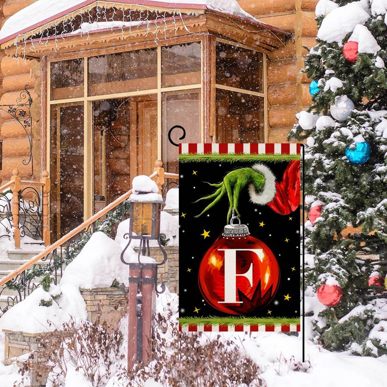 Lunuaoe Grinch Christmas Door Decorations Letter Cartoon Hand Garden ...