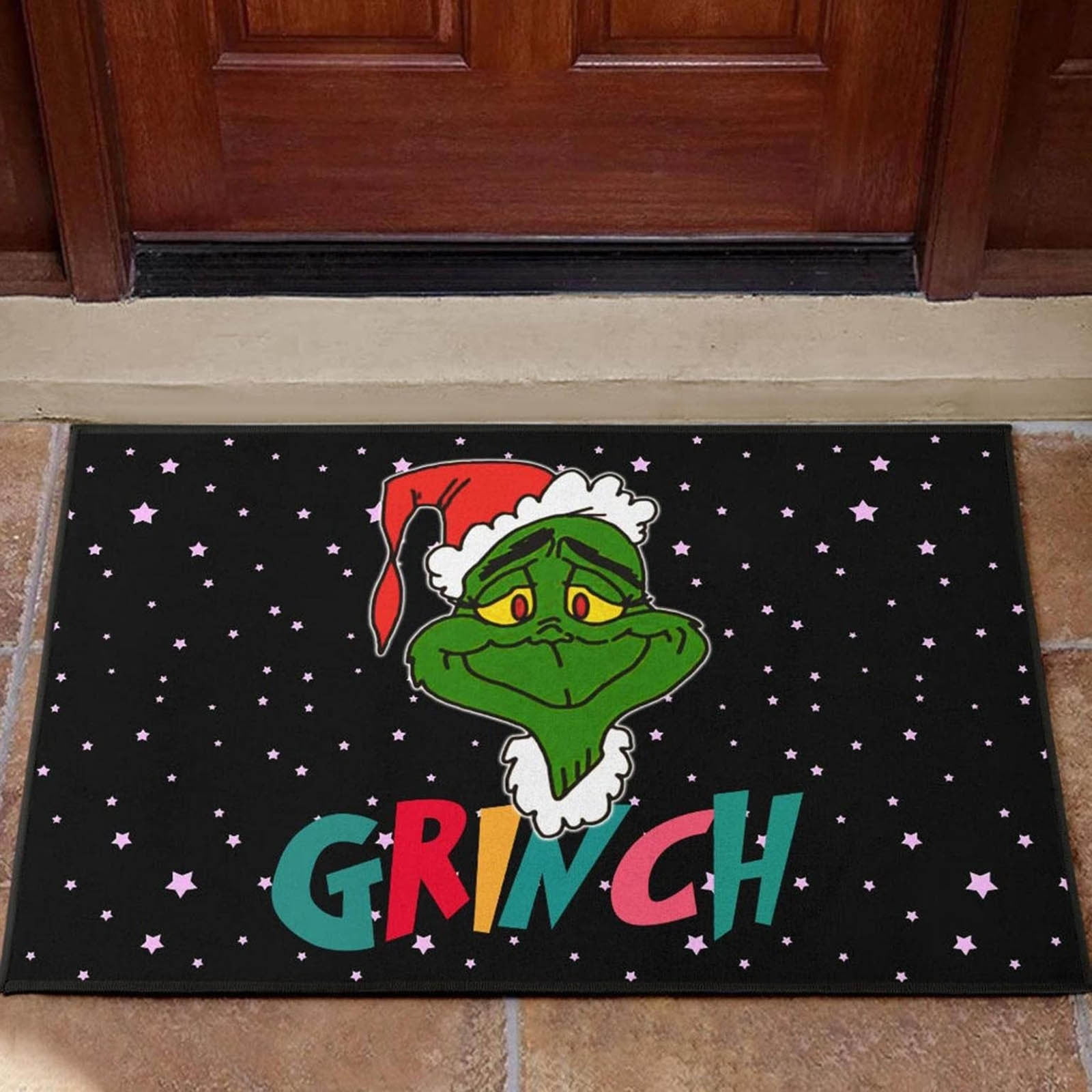 Lunuaoe Grinch Christmas Door Mat Outdoor Welcome Mat For Front Door ...