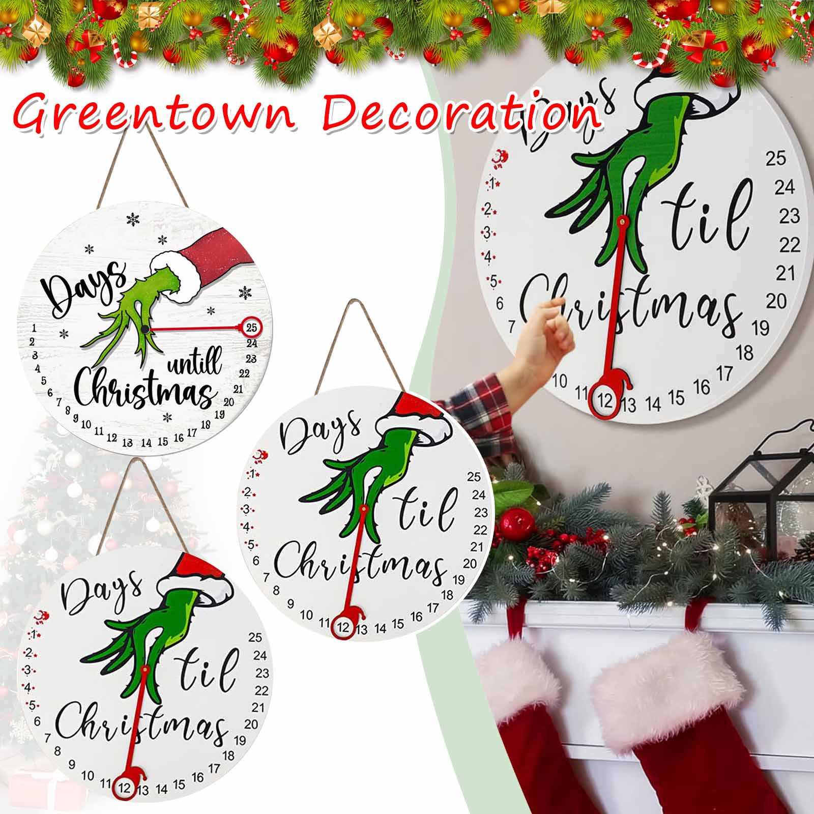 Hanas Grinch Christmas Tree Grinch Tree Decorations 30cm Wooden Door ...
