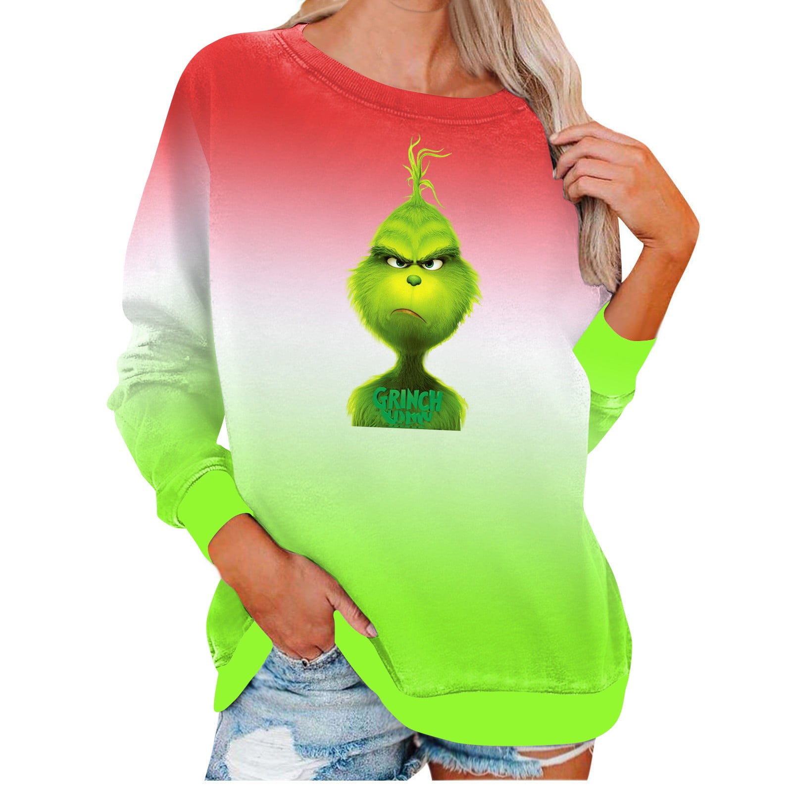 Hanas Grinch Costume Christmas Sweatshirts for Women Grinch Women's ...