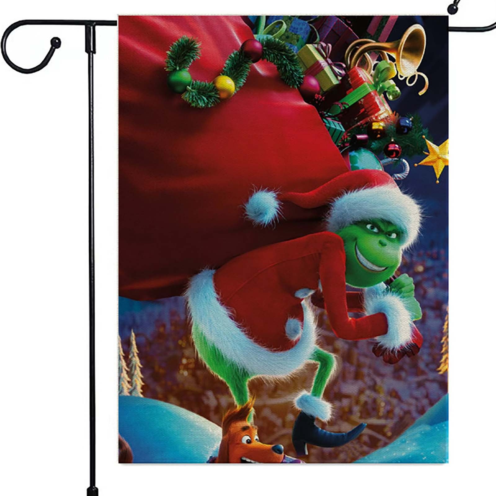 Lunuaoe Grinch Decorations Christmas Christmas Garden Flag Green Furry ...