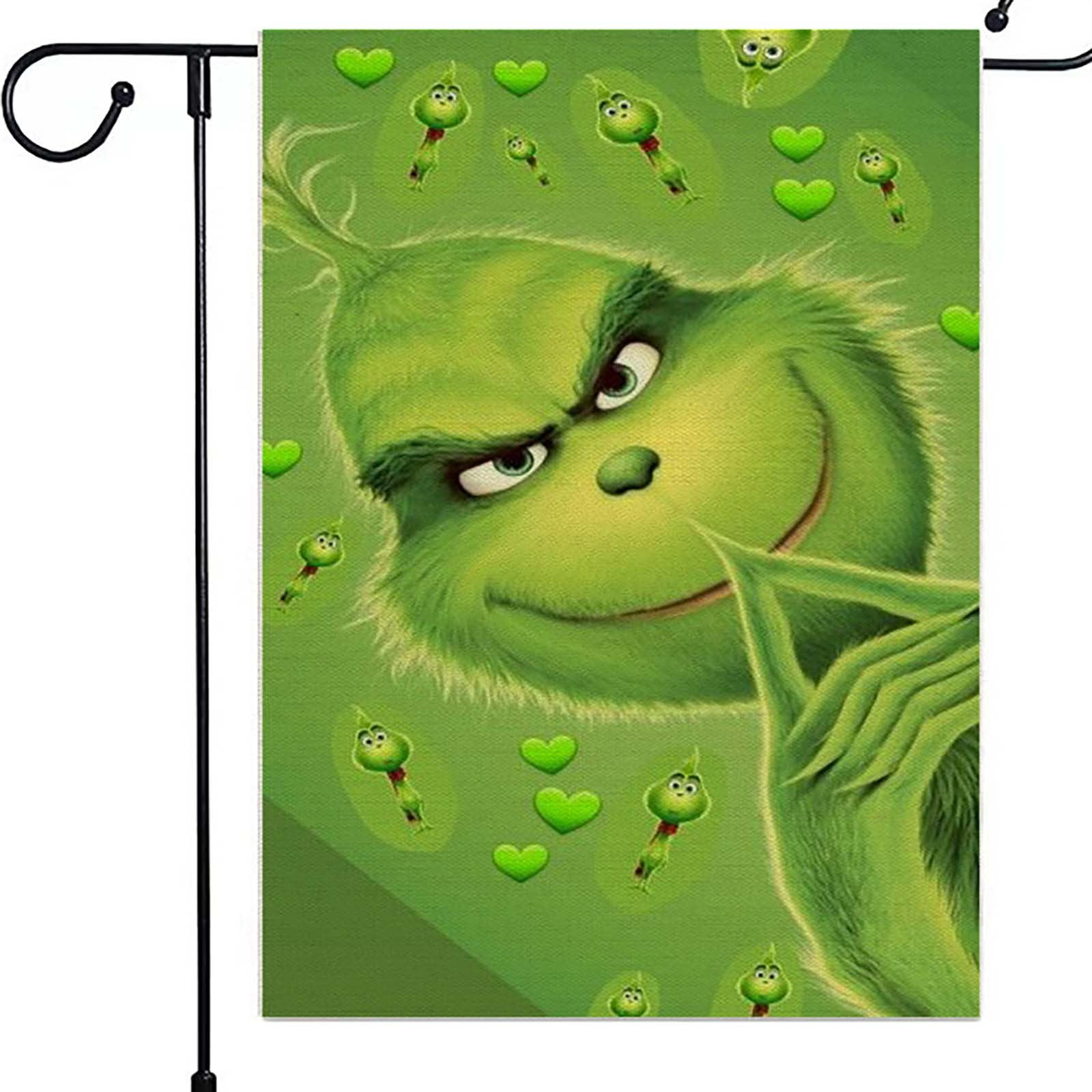 Lunuaoe Grinch Decorations Christmas Christmas Garden Flag Green Furry ...