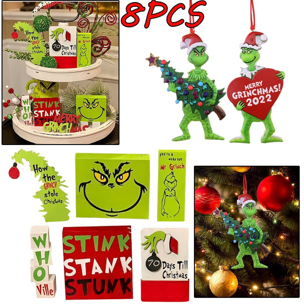 Hanas Grinch Decorations Christmas Tiered Tray Decor Christmas ...