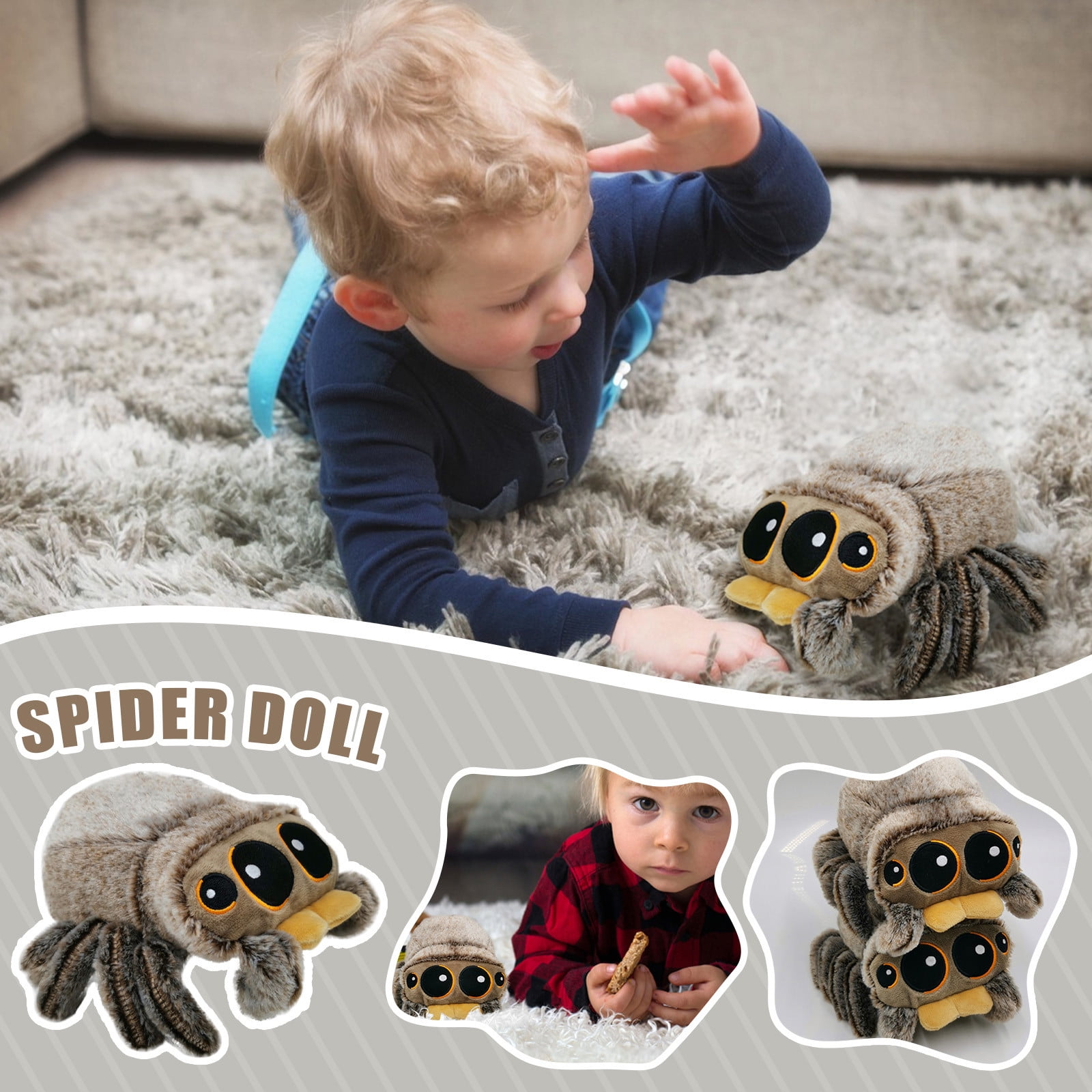 Hanas Halloween Decorations 7 Inch Spider Plush, Spider Stuffed Animal ...