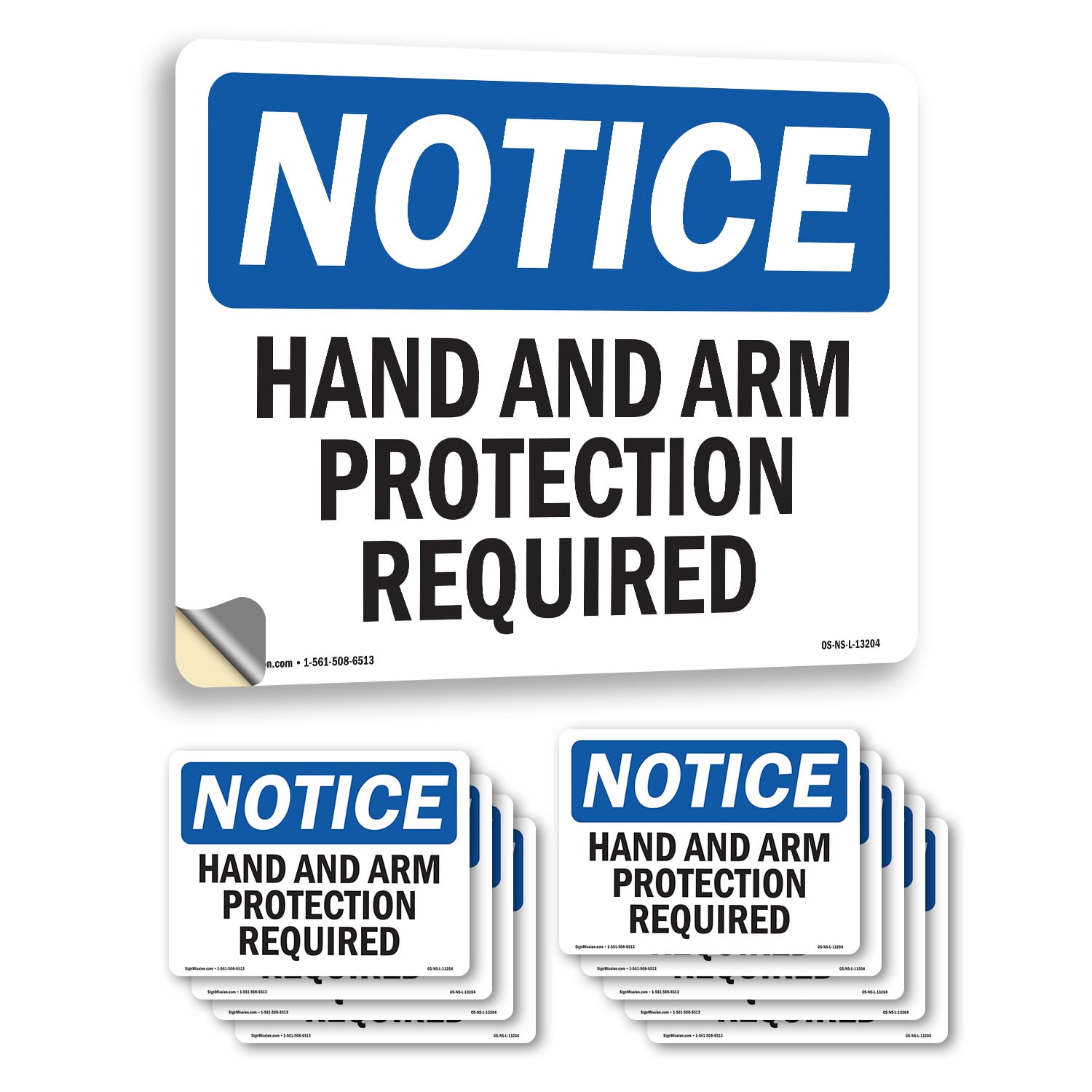 Hand And Arm Protection Required OSHA Notice Vinyl Decal Label 18 Inch ...