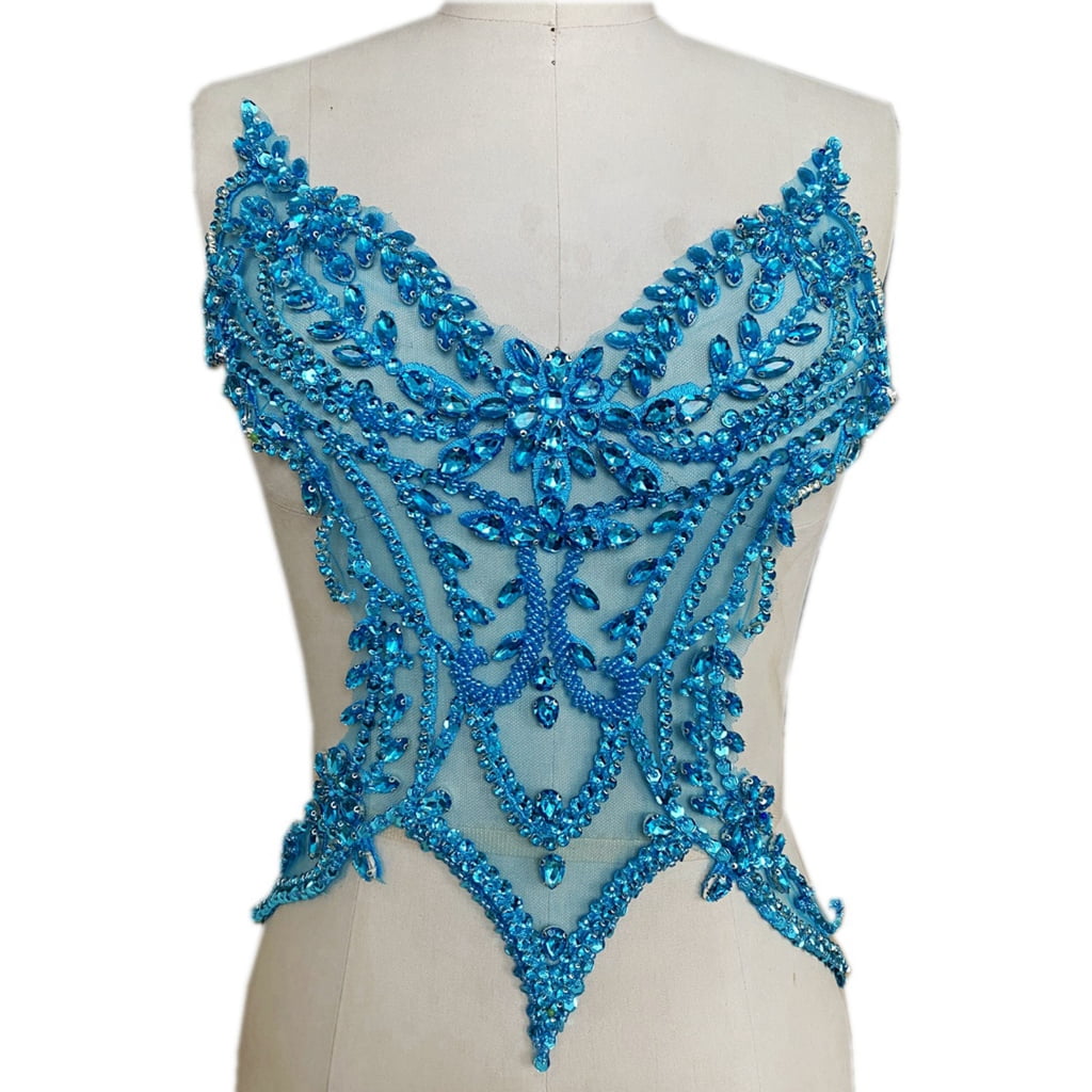 Hand Beaded Patches Sewing Patches with Glass Rhinestones Fabric ...