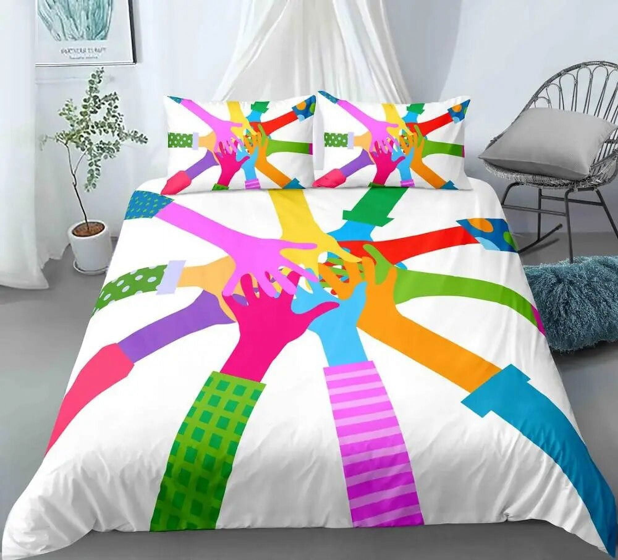 Hand Bedding Set Colourful Watercolour Hand Pattern Big Small Hand ...