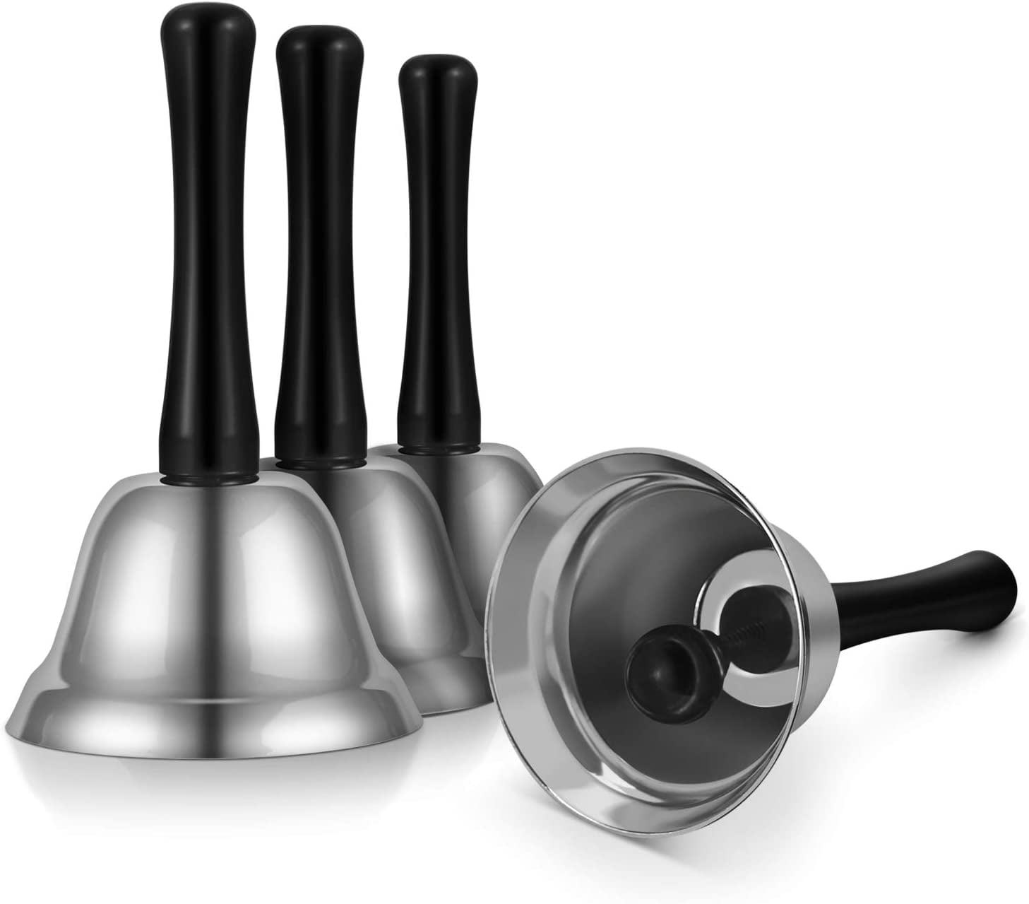 Hand Bell Call Bells (4 Pack) with Silver Melodic Steel and Black ...