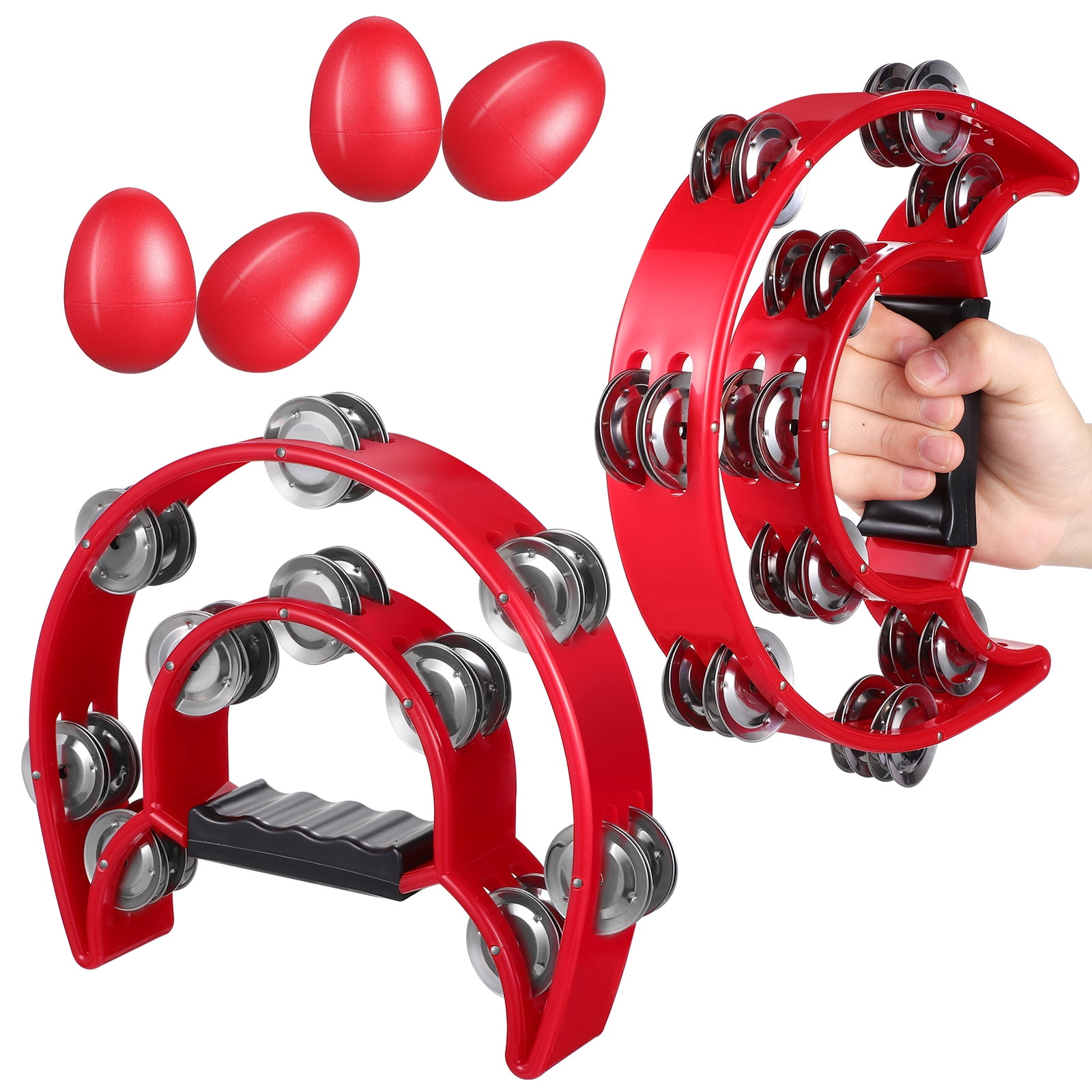 Kids Tambourine LUOZZY 6.9" Wooden Tambourine With Jingle Bells - Hand ...