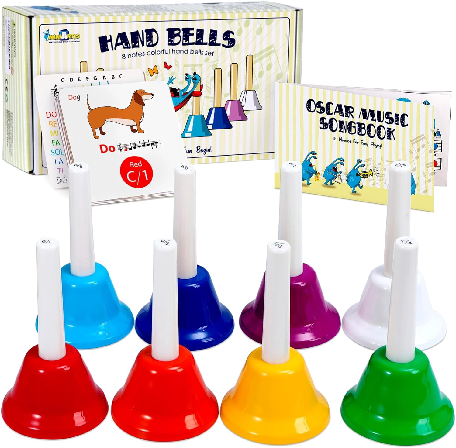 Hand Bells for | Educational Music for 8 Notes Colorful Handbells Set ...