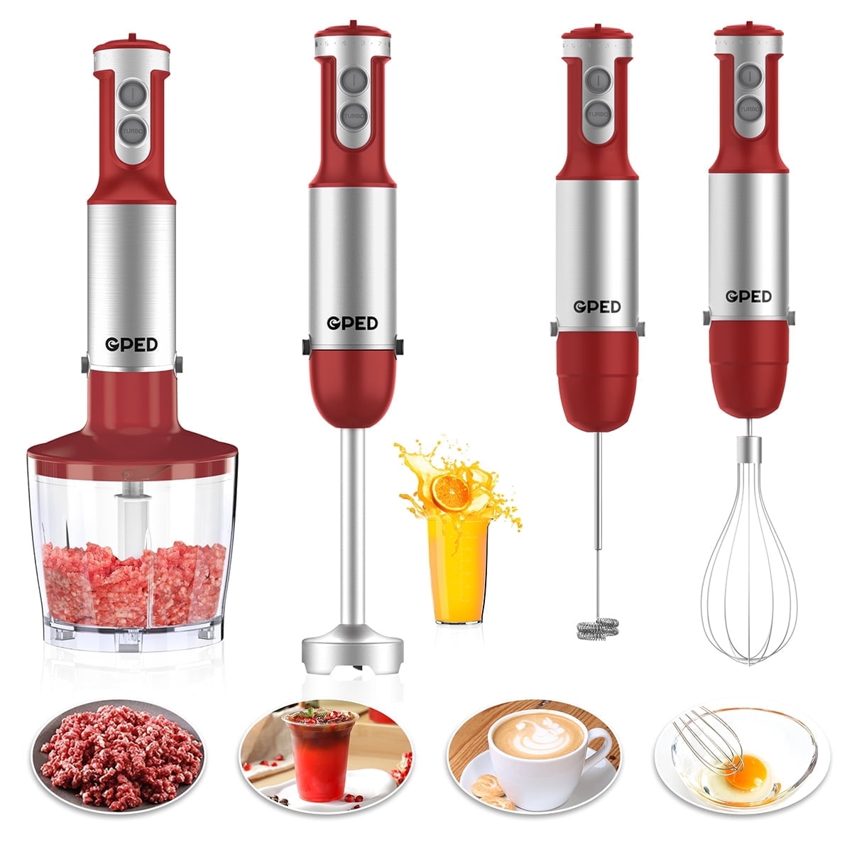 Hand Blender, 5-in-1 Immersion Hand Blender,12 Speed Turbo Mode Stick ...